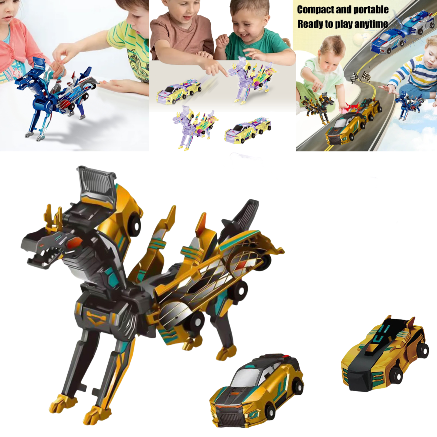 YAYUBA Collision Transforming Dinosaur Car Toy, Dinosaur Transformer ...