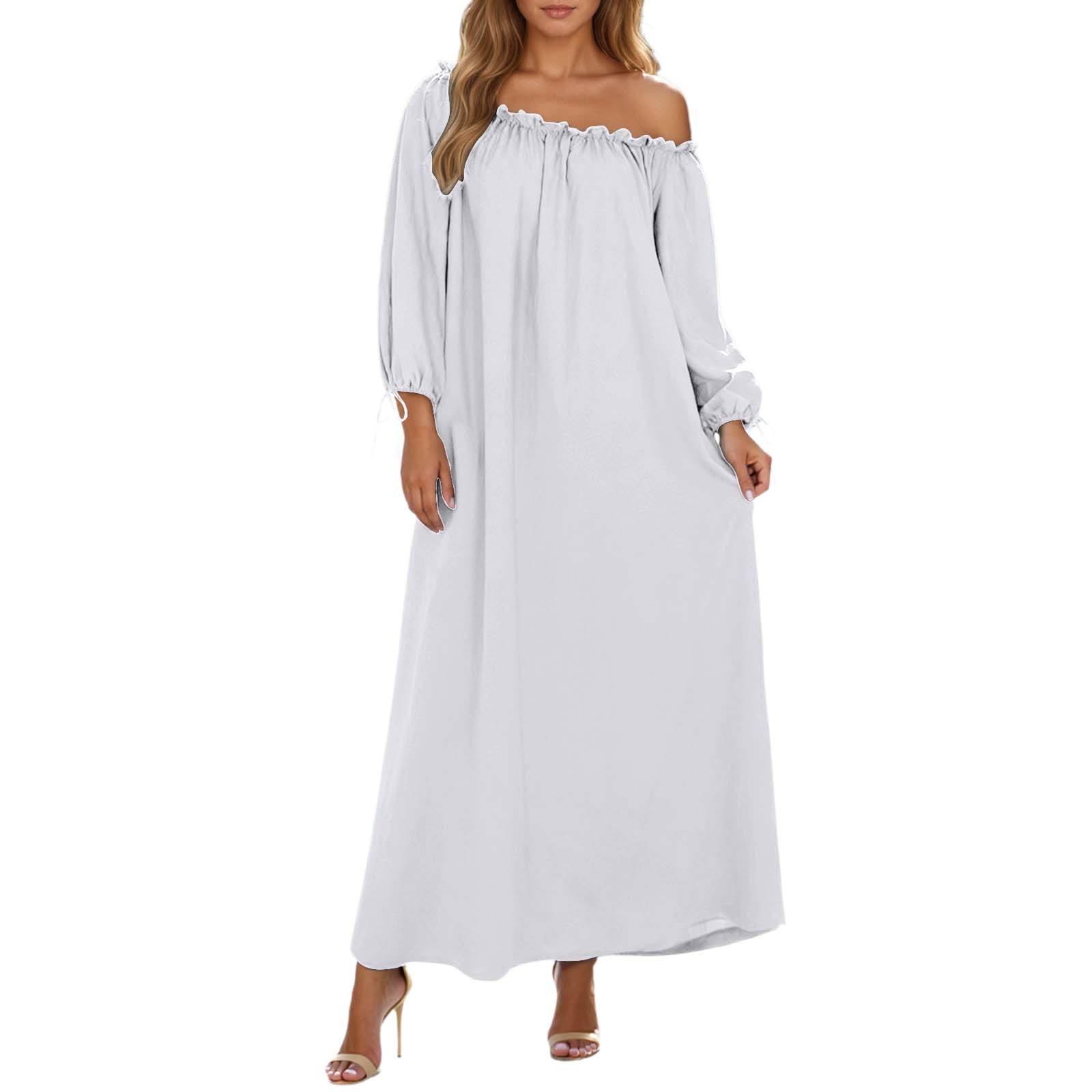 YAYUBA Cruise Dress Elegant Plus Size Boho Long Sleeve Off Shoulder ...
