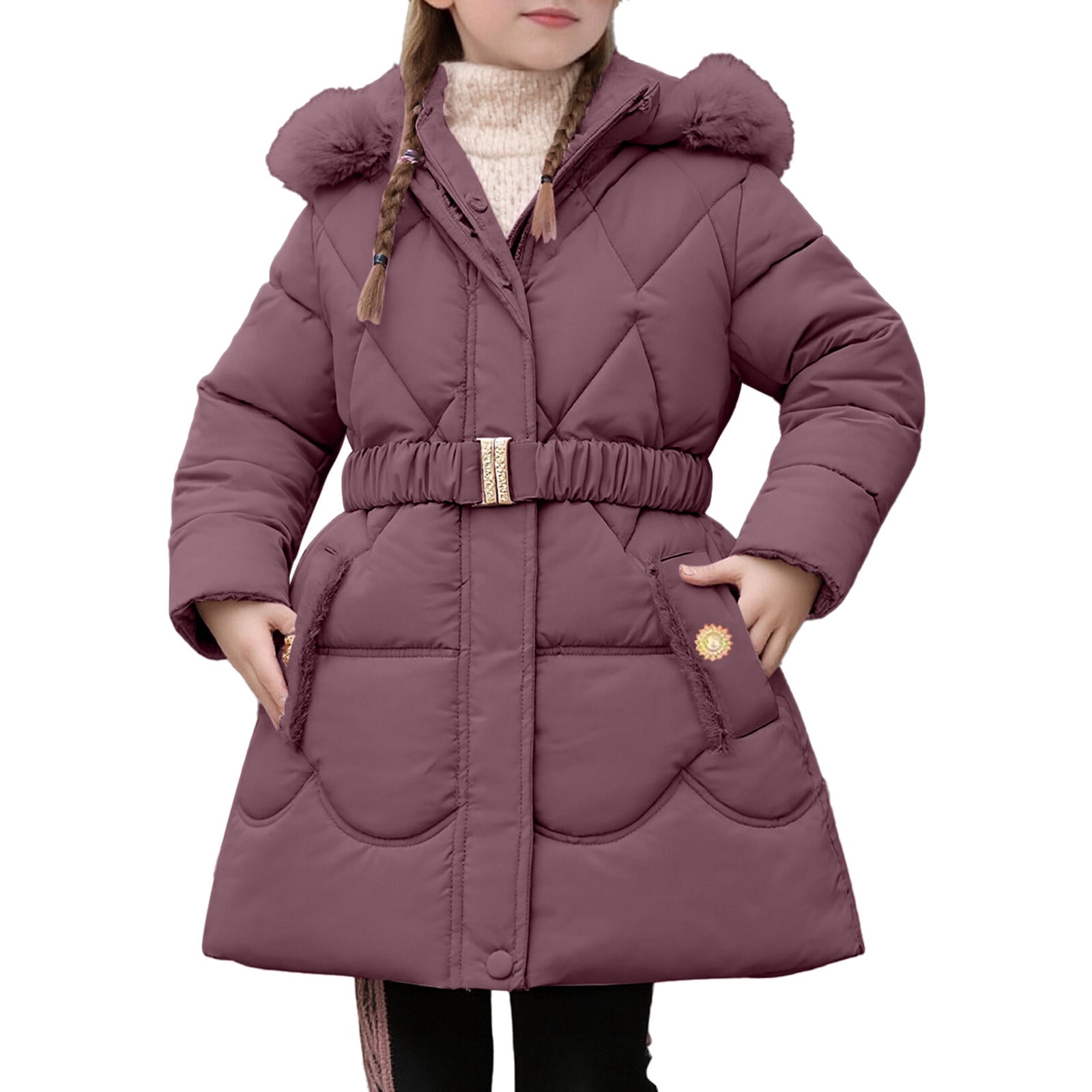 YAYUBA Girl's Winter Coats Hooded Outerwear Puffer Jacket Waterproof ...