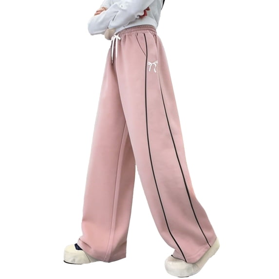 YAYUBA Girls Baggy Sweatpants - High Waist Wide Leg Design with Side ...