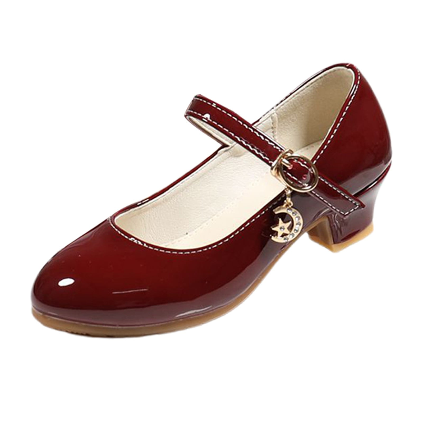 YAYUBA Girls Dress Shoes Girls High Heel Sparkly Flower Girl Shoes ...