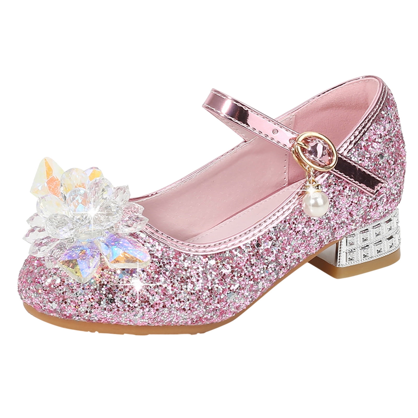 YAYUBA Glitter Princess Shoes Girls Sparkly High Heels Dress Shoes ...