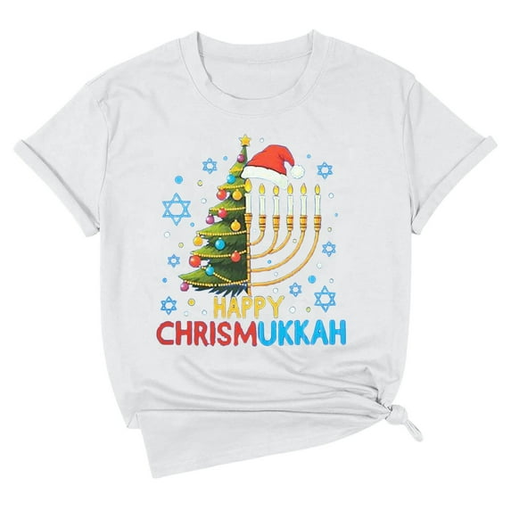 YAYUBA Hanukkah Shirt for Women Jewish Chanukah Dreidel T-Shirts They ...