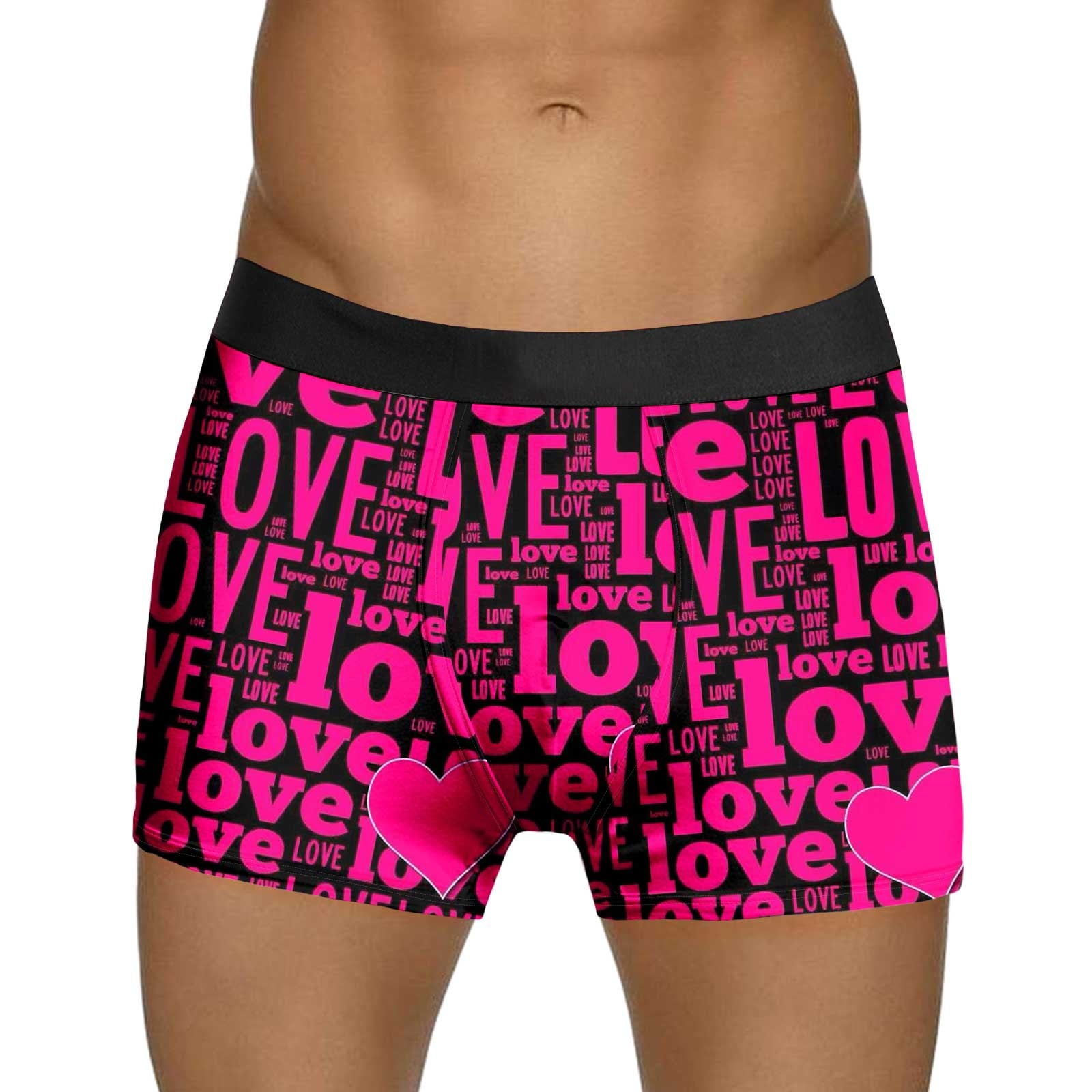 YAYUBA Men's Underwear Heart Print Boxer Shorts Mens Valentines Day ...