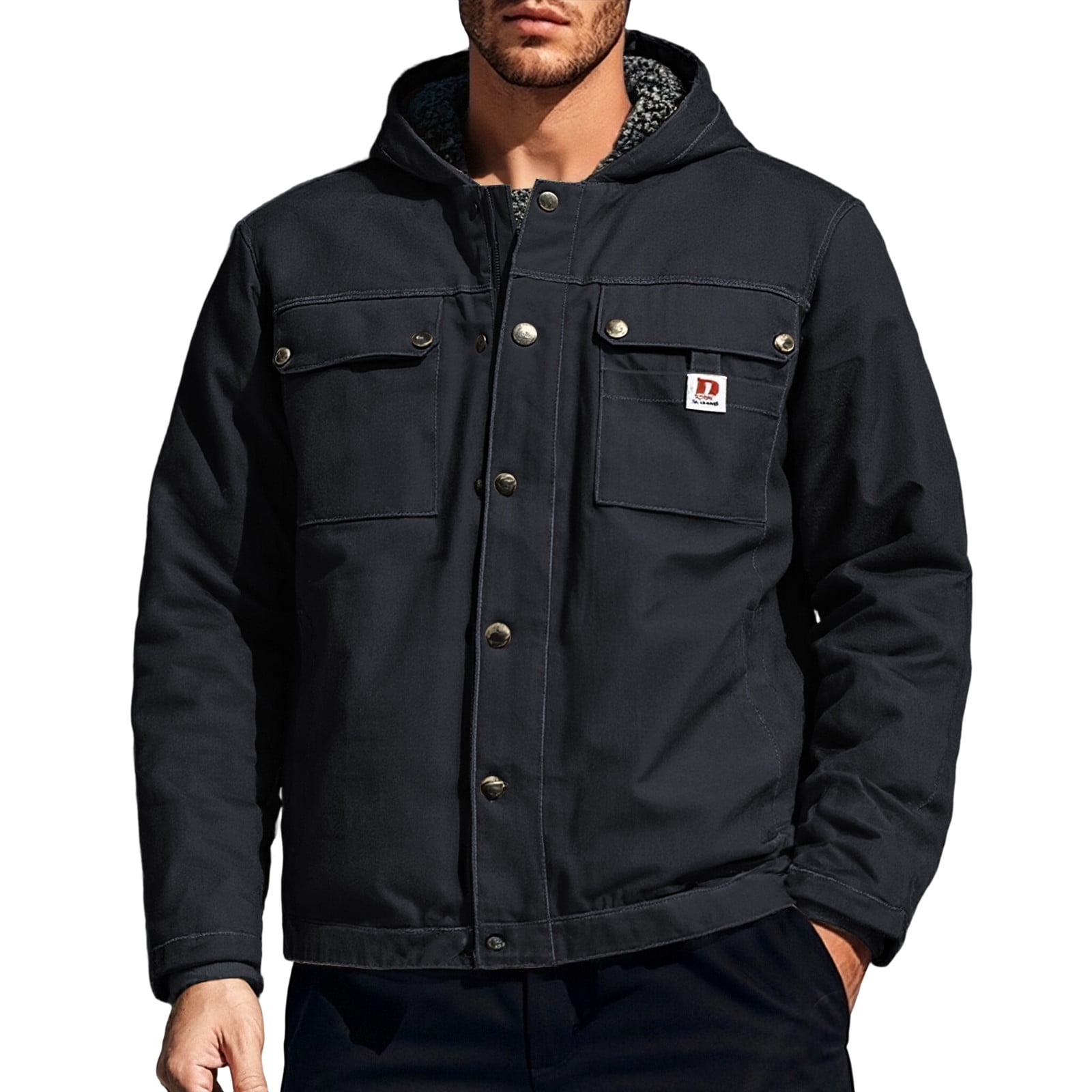 YAYUBA Men's Work Coat Sherpa Lined Thicken Winter Workwear Jacket ...