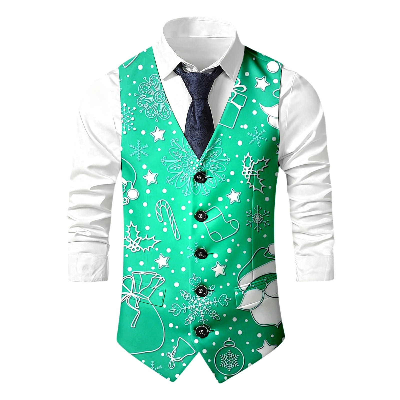 YAYUBA Mens Christmas Vest Snow/snowman/christmas Tree Red/green ...
