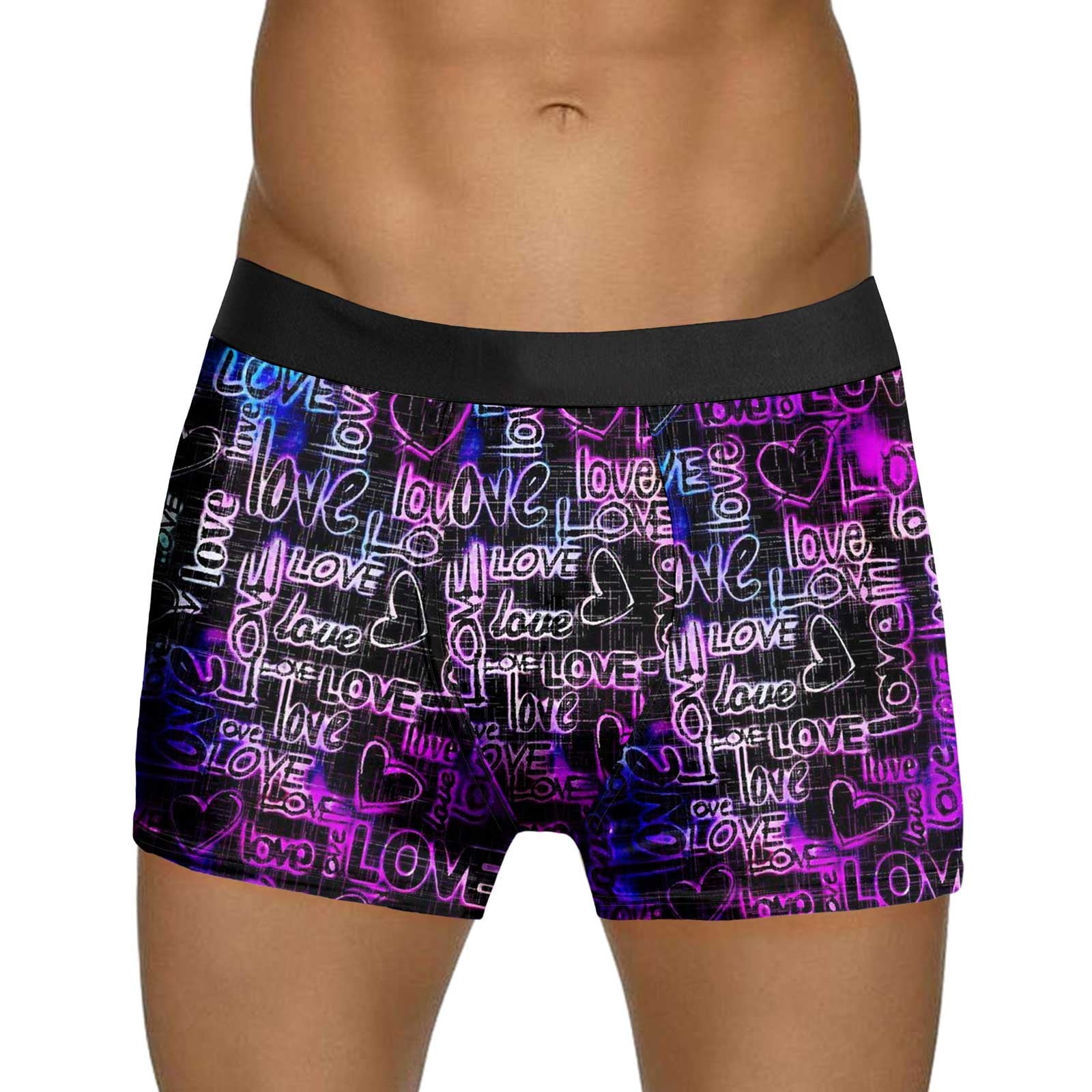YAYUBA Mens Underwear Heart Print Boxer Shorts Mens Valentines Day ...