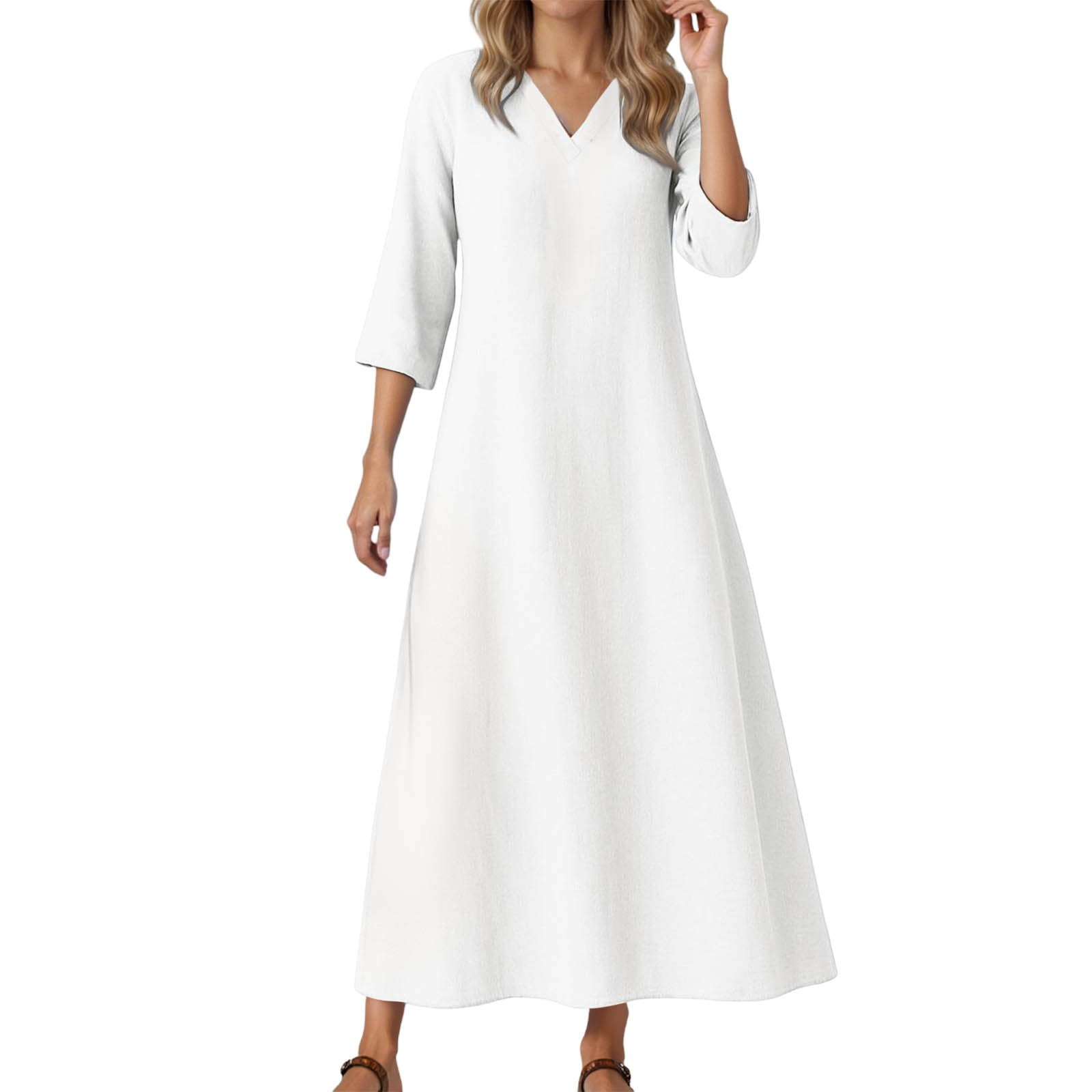 YAYUBA Midi Dresses for Women Casual Midi Dress Loose Flattering Solid ...