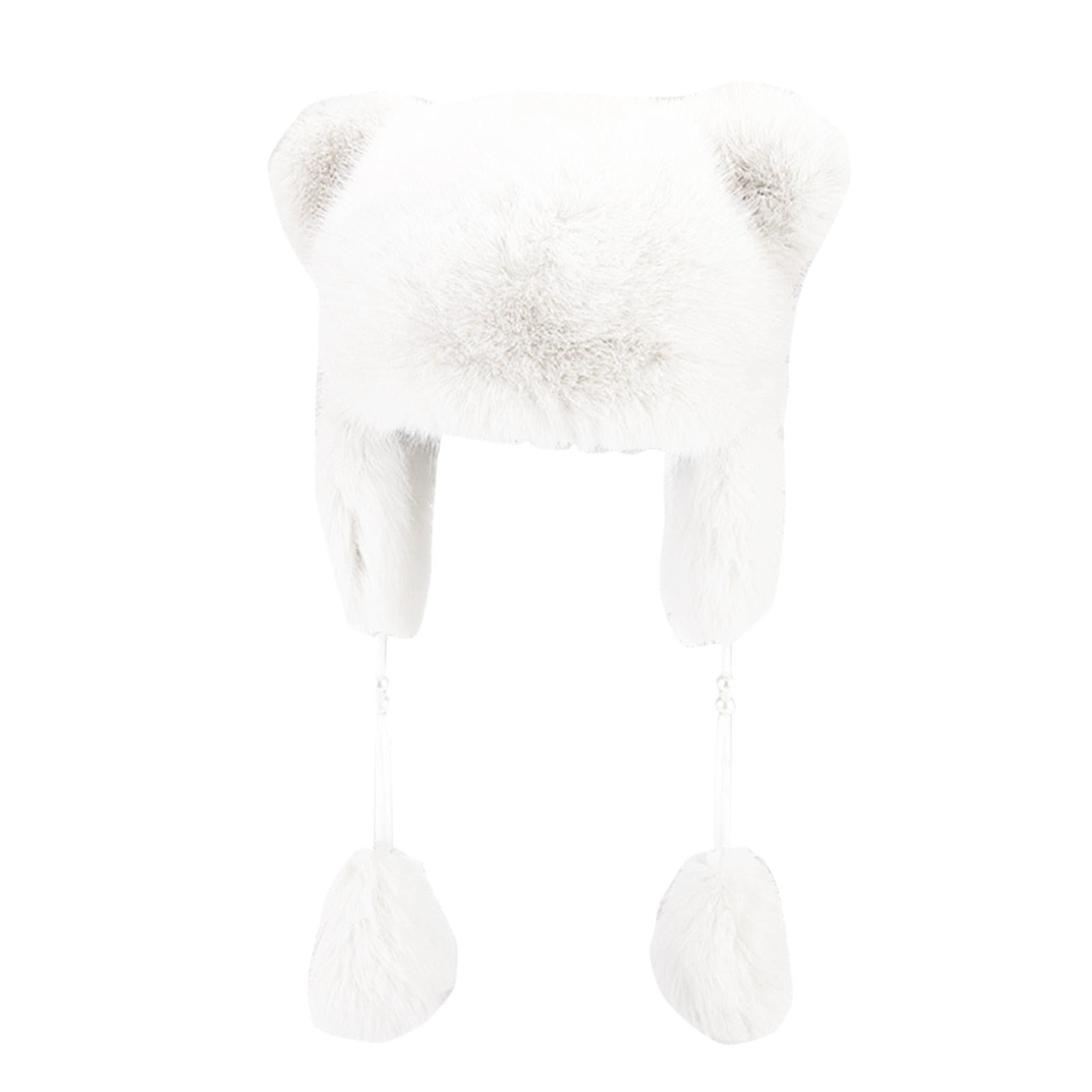 YAYUBA Plush Bear Ear Hat, Plush Bear Ear Shape Trapper Hat Adult Ear ...