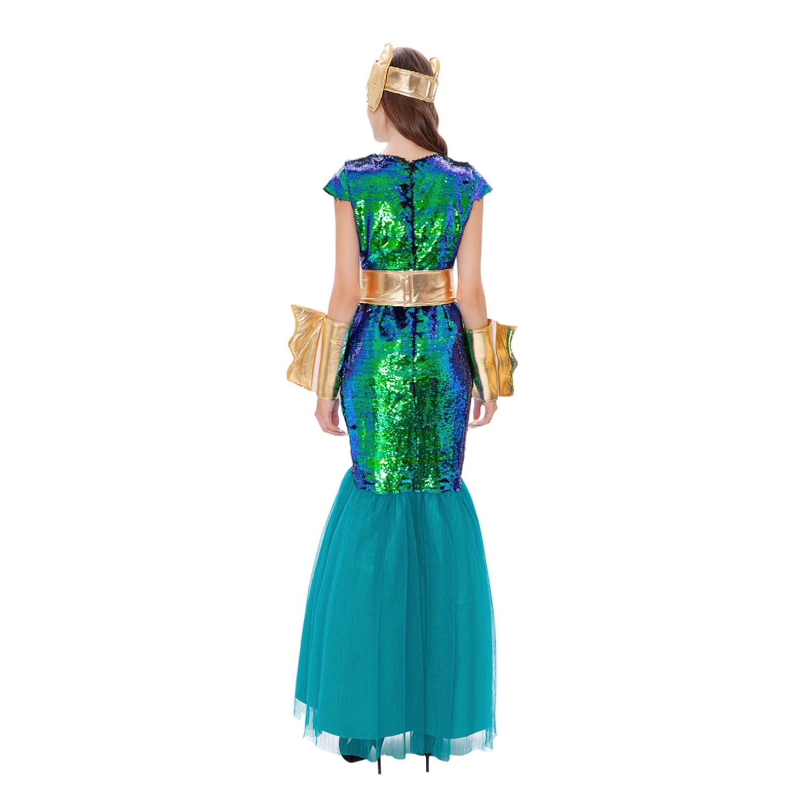 YAYUBA Queen Of The Sea Sirens Costume for Women, Mermaid Queen Outfit ...