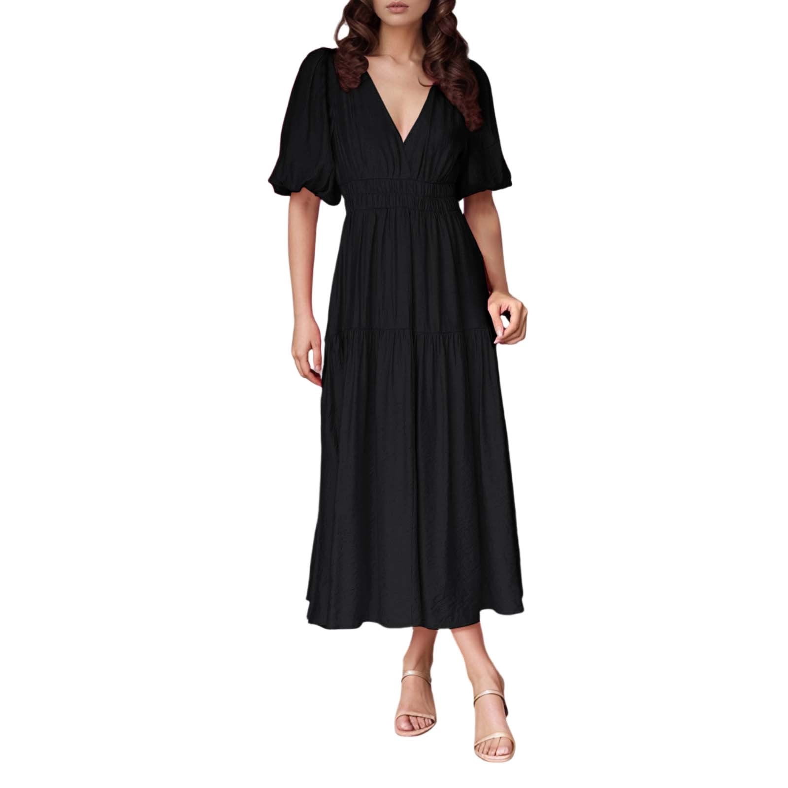 YAYUBA Resort Wear for Women Casual Dress for V Neck With Flowy Hem for ...