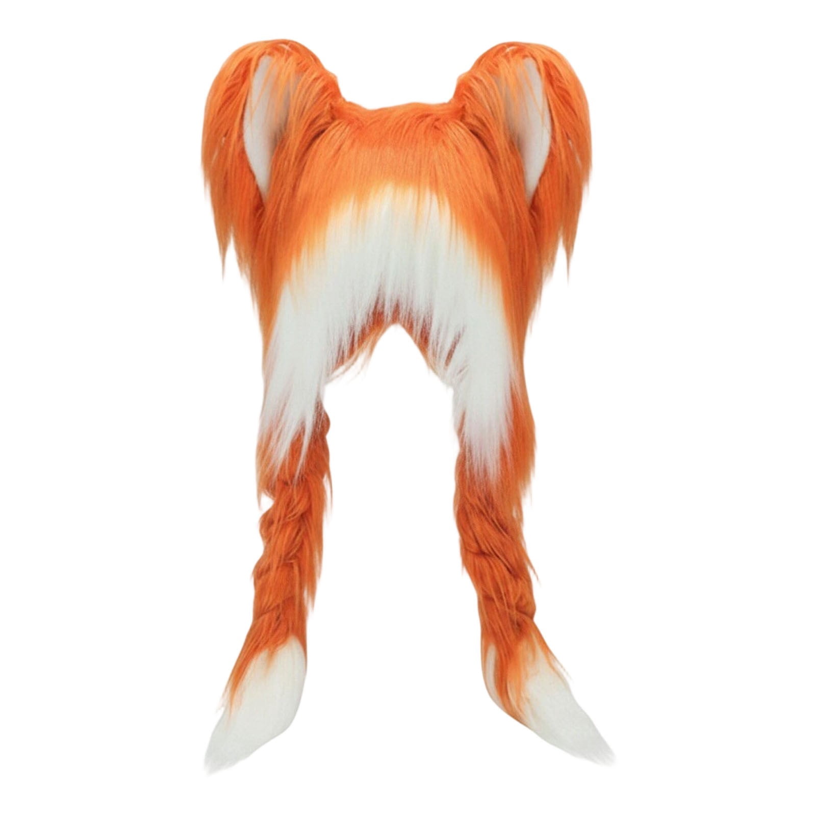 YAYUBA Soft Furry Animal Ear Hat with Braids, Plush Cat Ears Beanie for ...