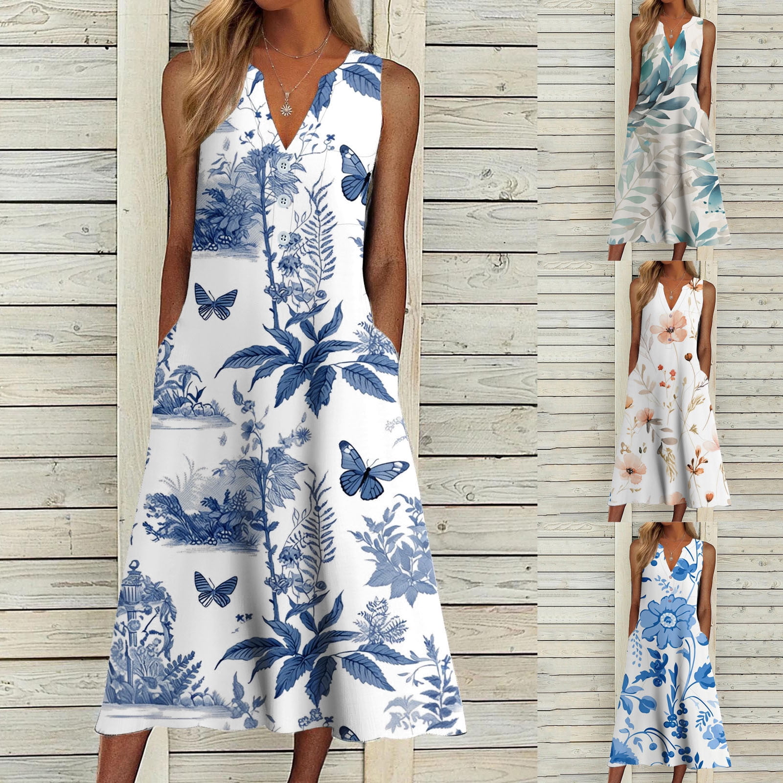 YAYUBA Summer Dresses for Women 2026 Button Front Sleeveless Casual ...