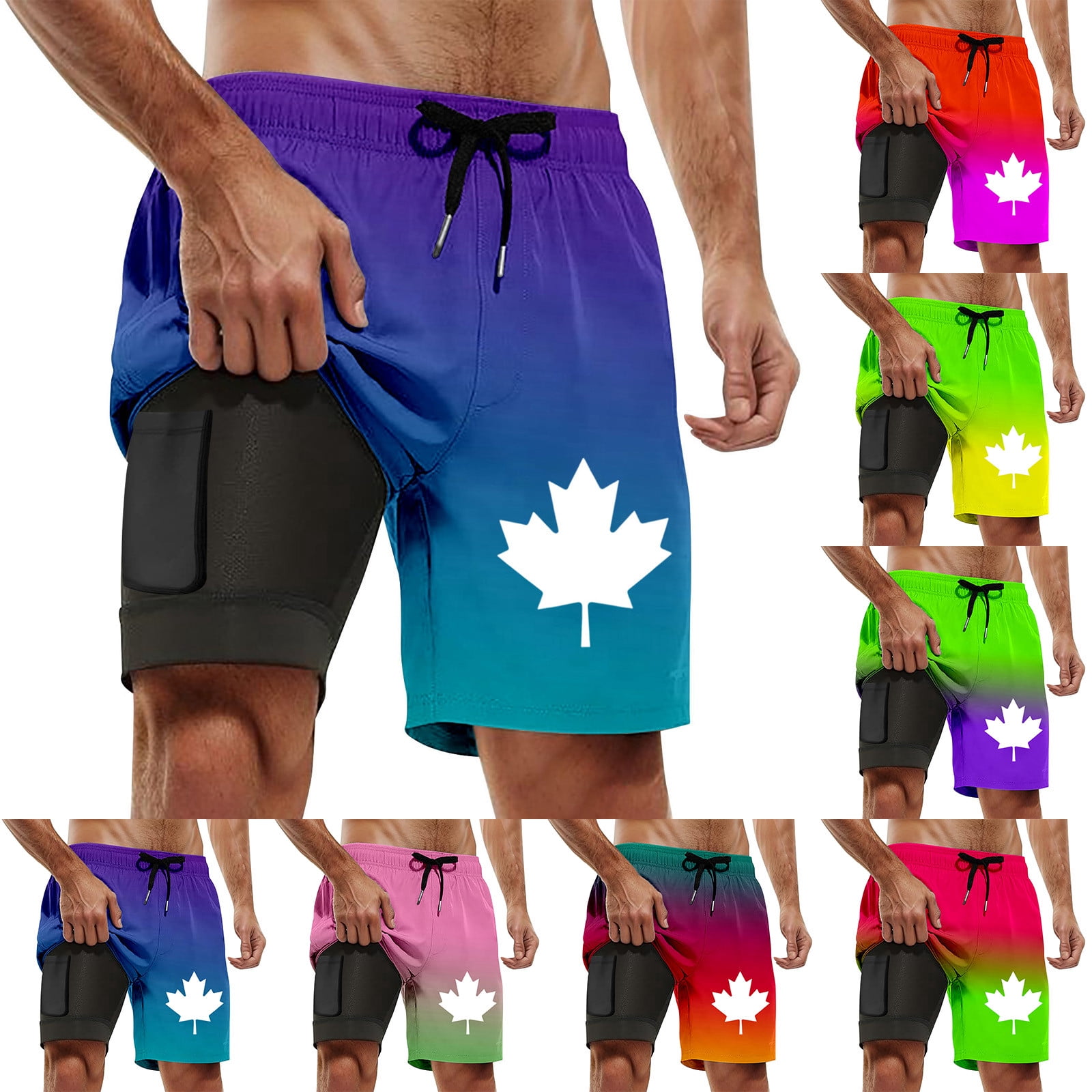 YAYUBA Swim Trunks Men 2 In 1 Liner Compression Quick Dry Breathable ...