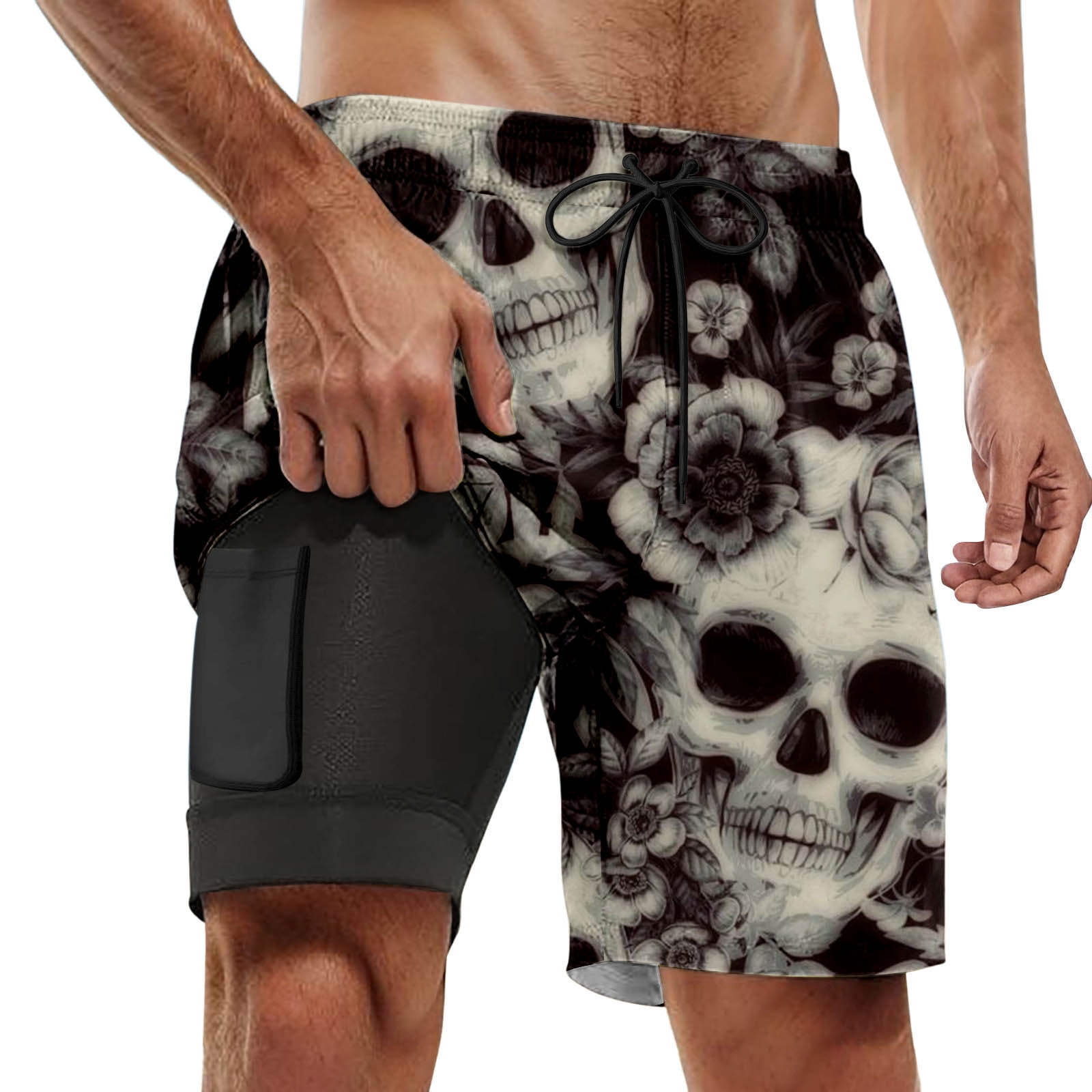 YAYUBA Swim Trunks Men 2 In 1 Soft Compression Liner Quick Dry ...