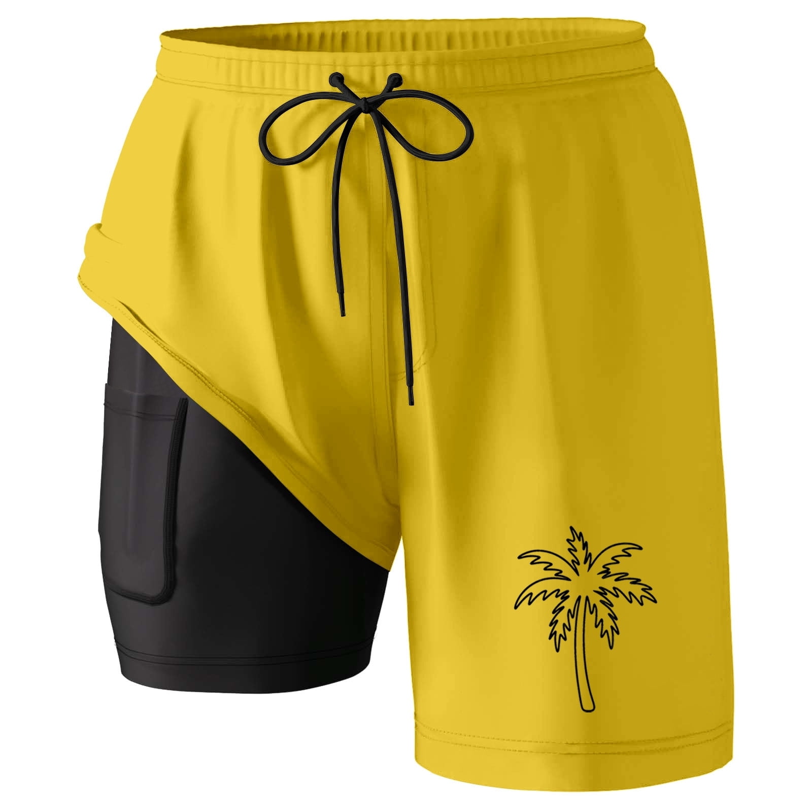 YAYUBA Swim Trunks for Men 7 Inch 2 In 1 Soft Compression Liner ...