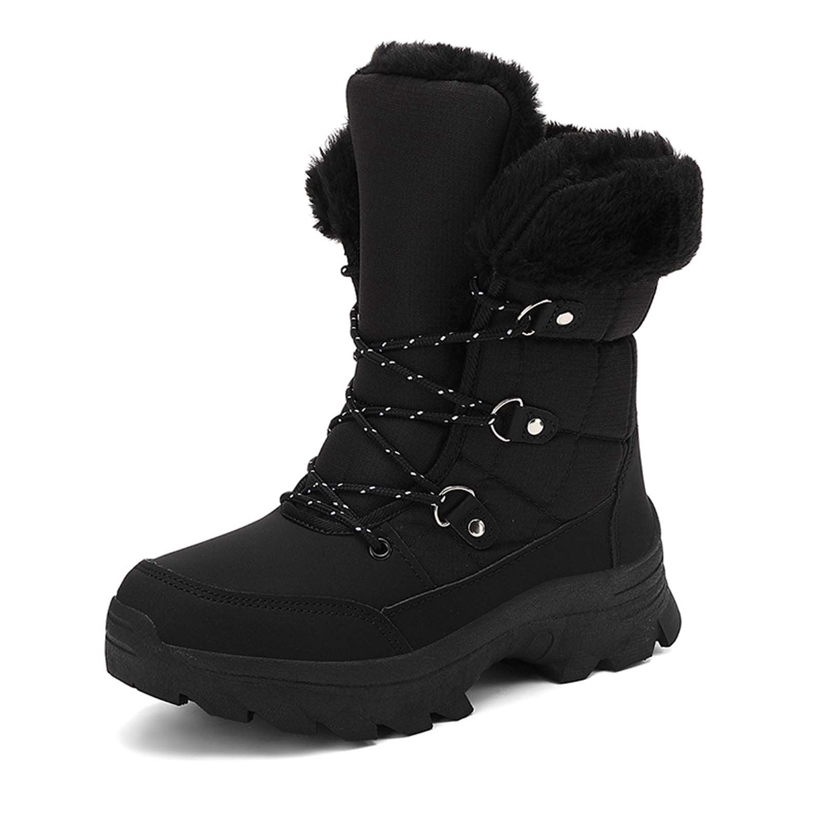 YAYUBA Waterproof Insulated Womens Snow Boots, Lace Up or On Winter ...