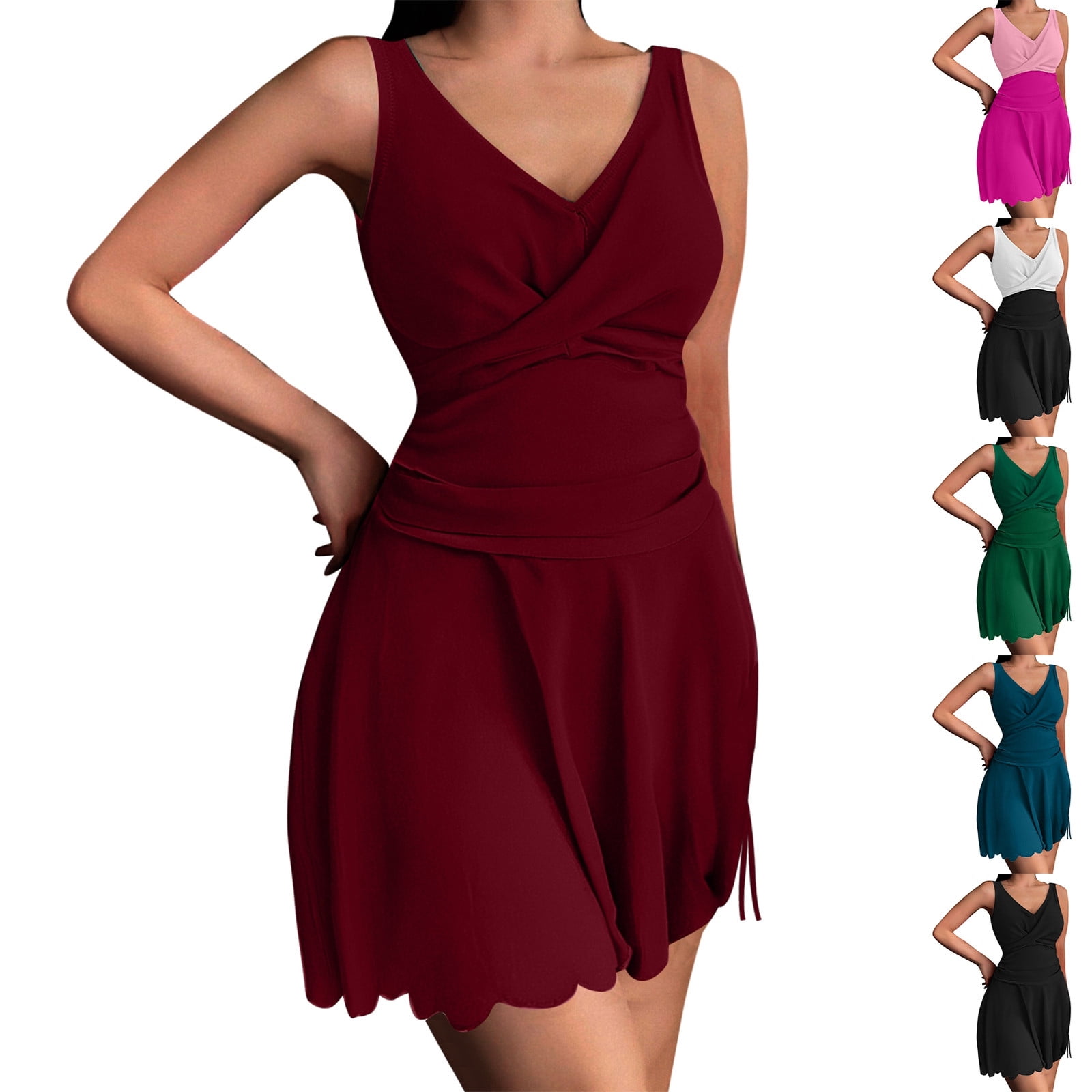 YAYUBA Womens Bathing Suits One Piece V Neck Backless Swimsuit Tankini ...