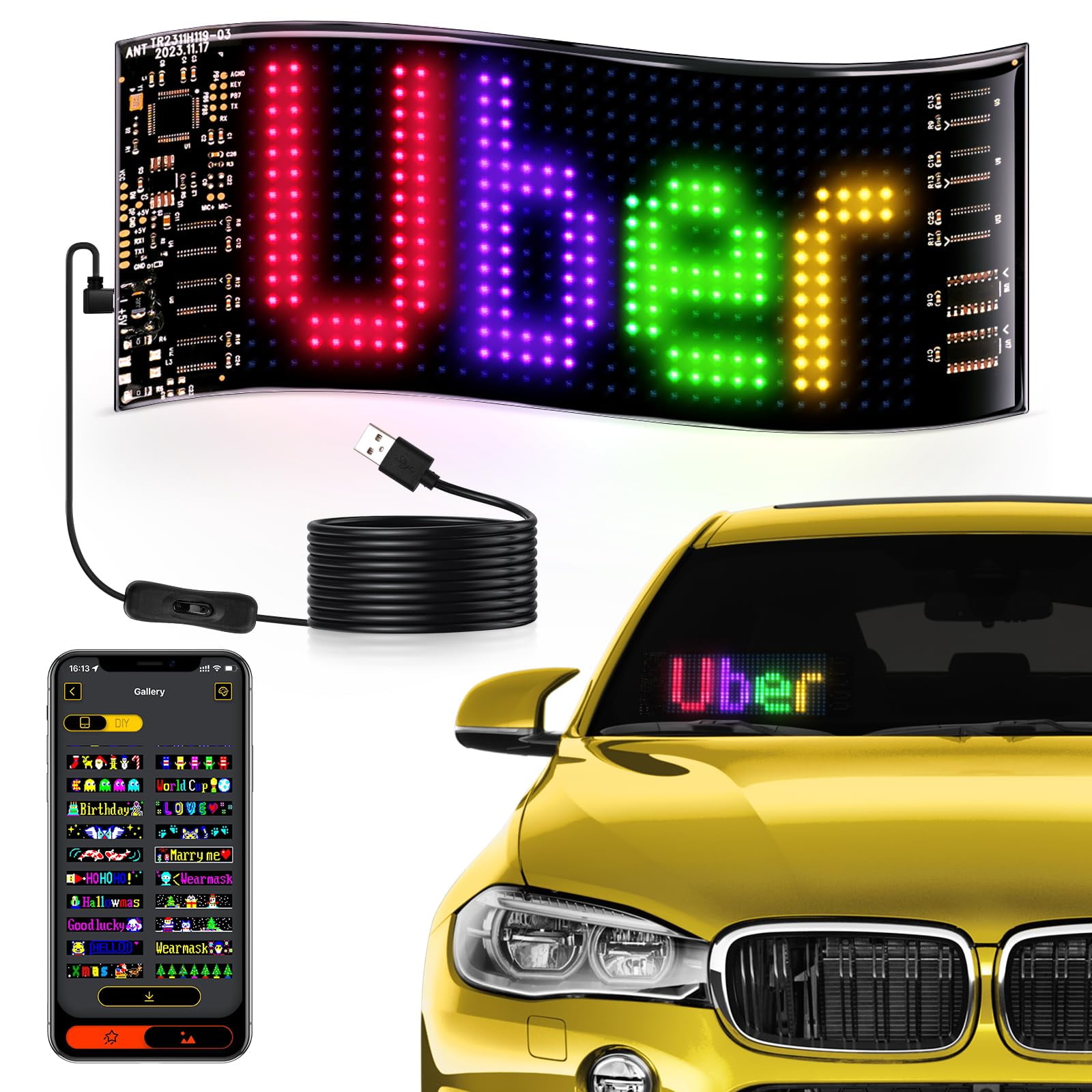 YAYZA! Devil Eyes Light OIF8 Sign for Car Windows, 13.8''x3.9''Flexible ...