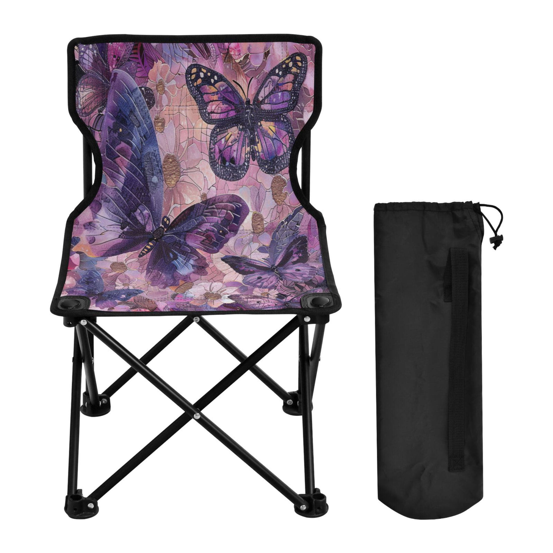 YAZAOO Camping Chairs Modern Enchanting Butterflies in Bloom Pattern ...