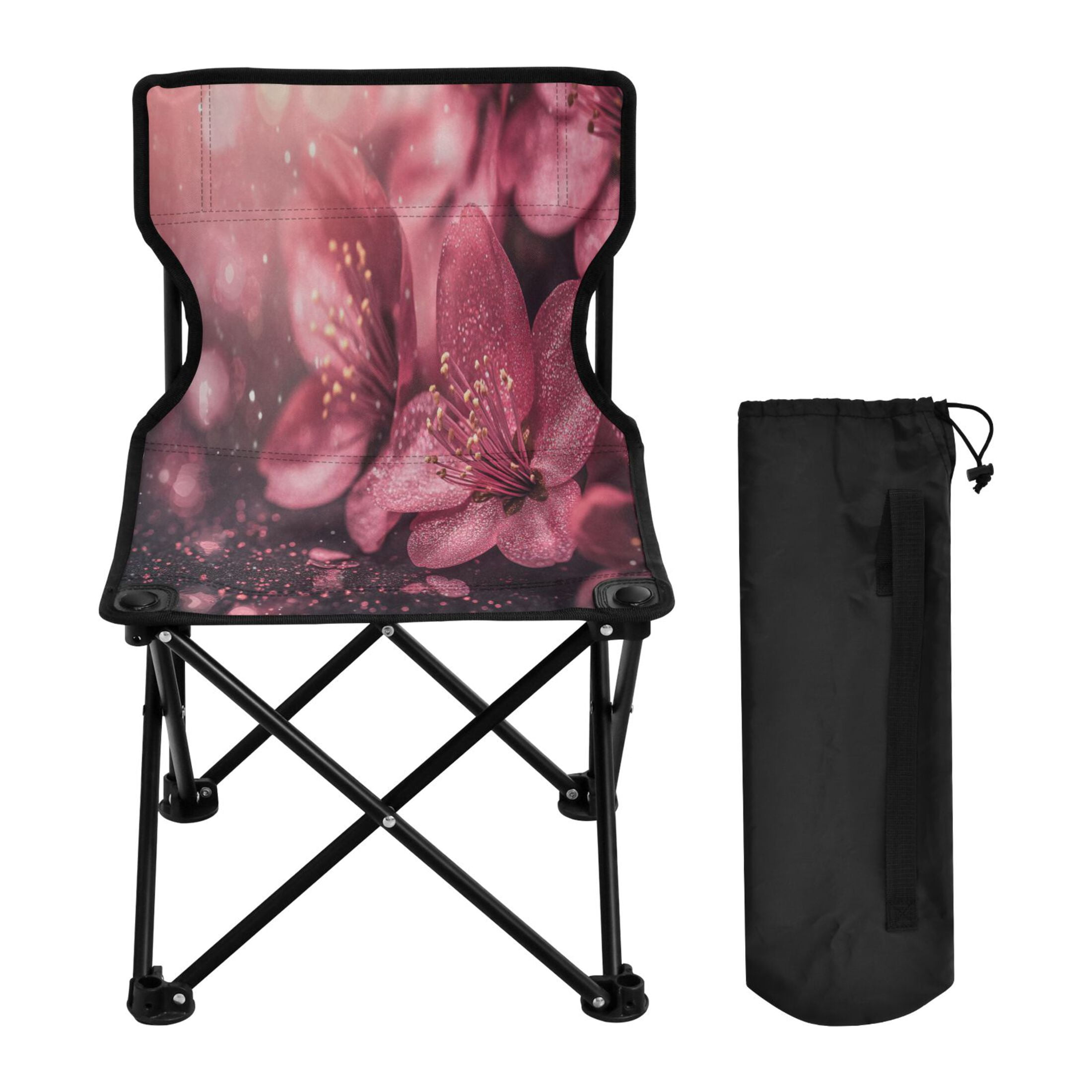 YAZAOO Camping Chairs Modern Pink Glittery Flowers Pattern Folding ...