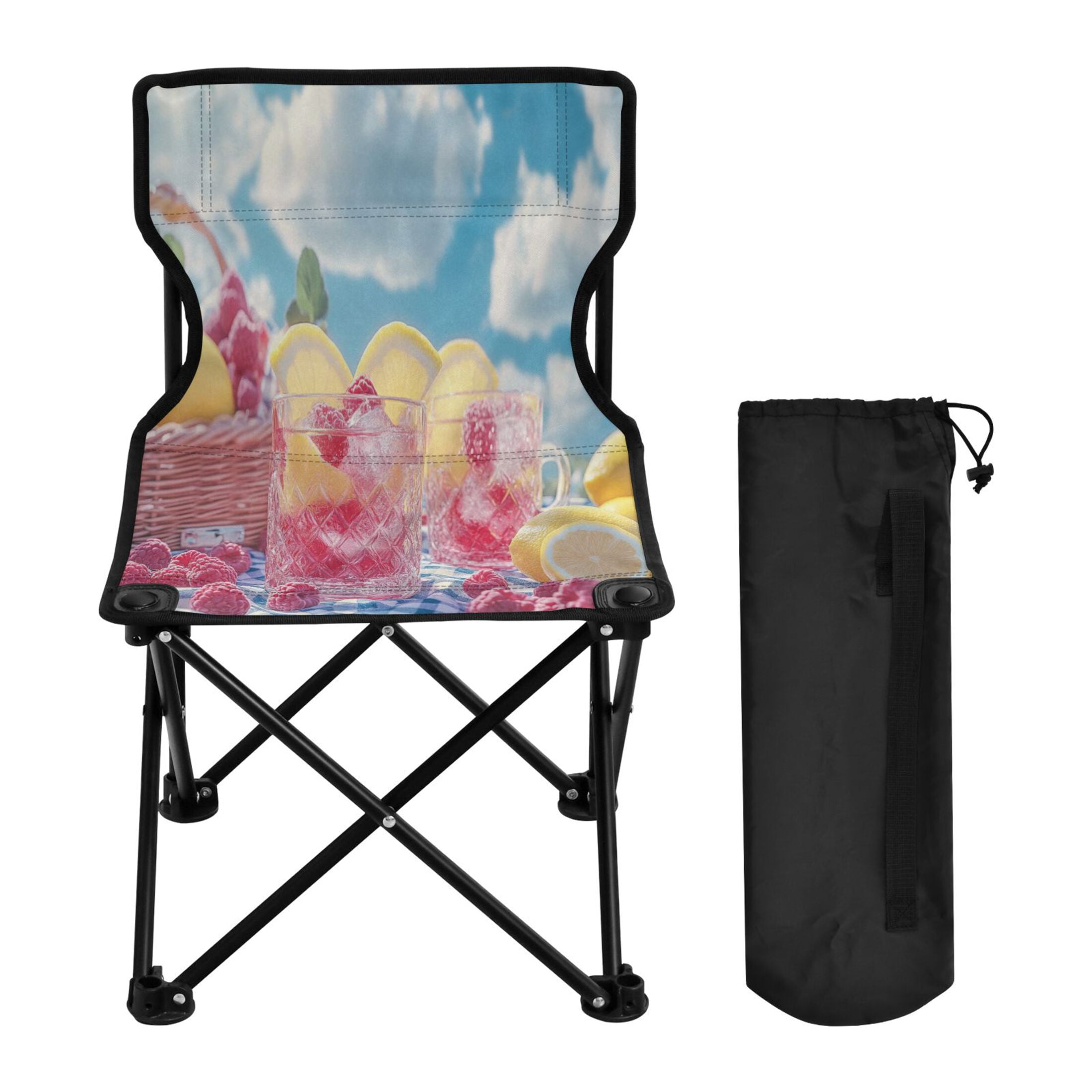 YAZAOO Camping Chairs Modern Raspberry Lemonade Summer Drink Pattern ...