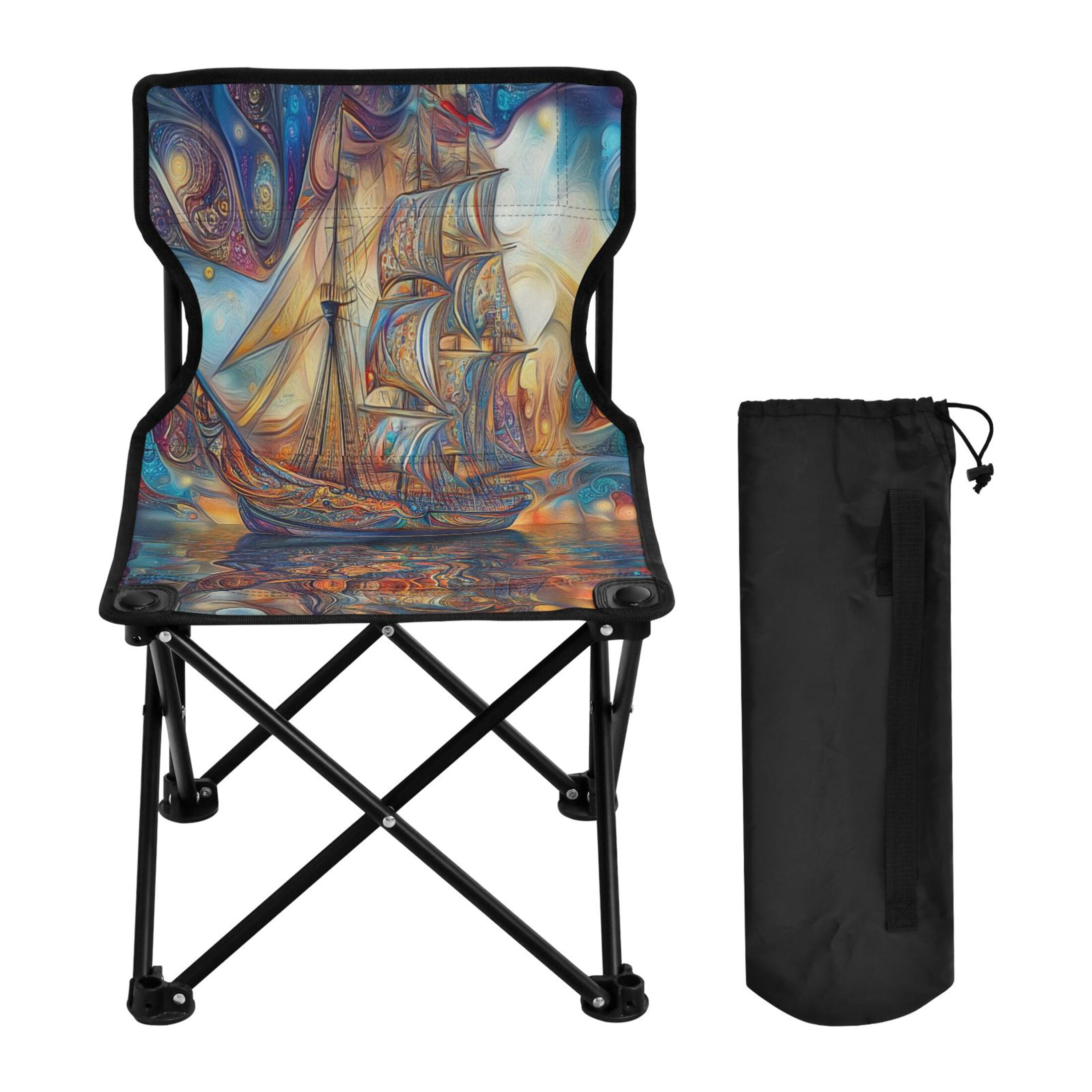 YAZAOO Camping Chairs Modern Sailing Ship Pattern Folding chair ...