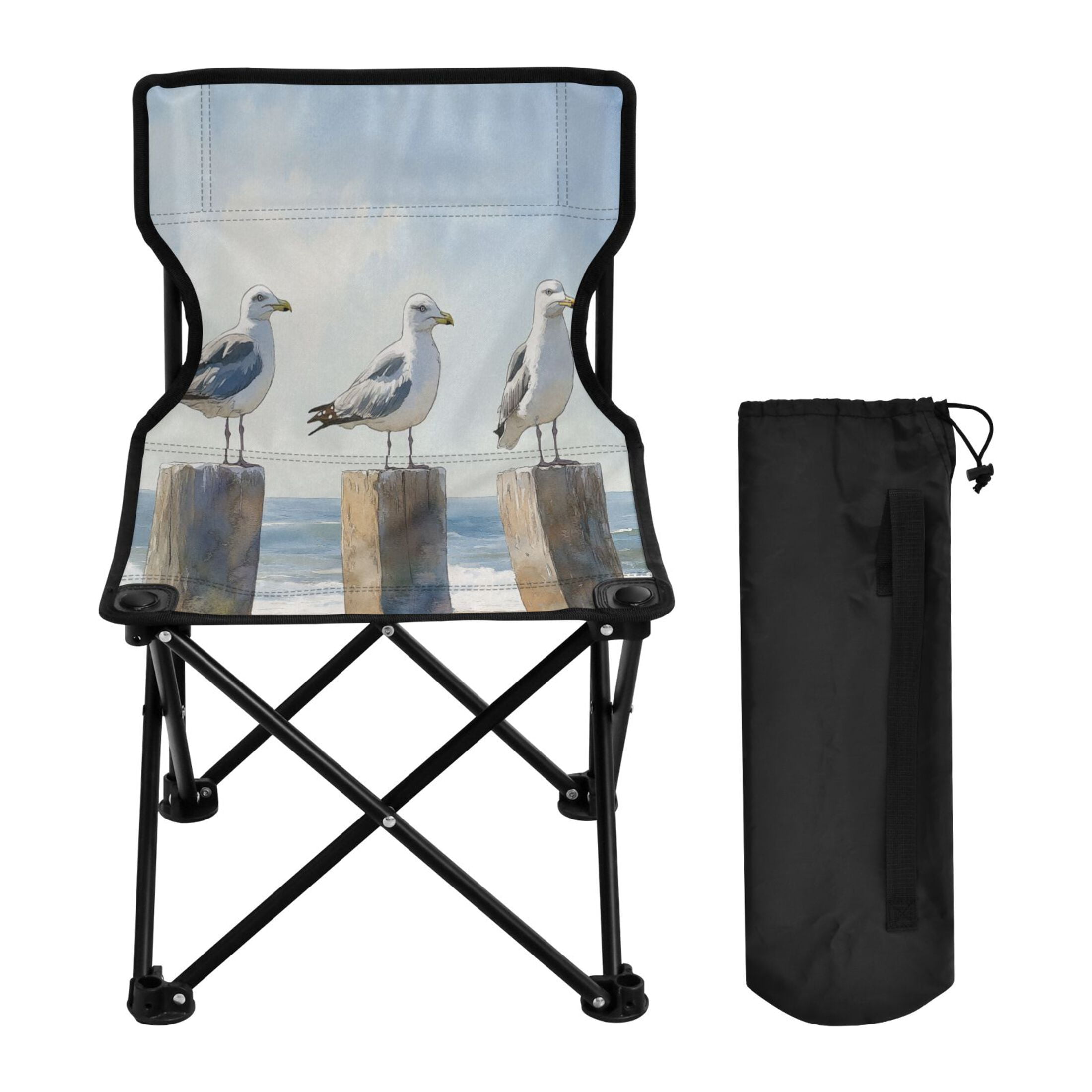 YAZAOO Camping Chairs Modern Seagull Sentinels Pattern Folding chair ...