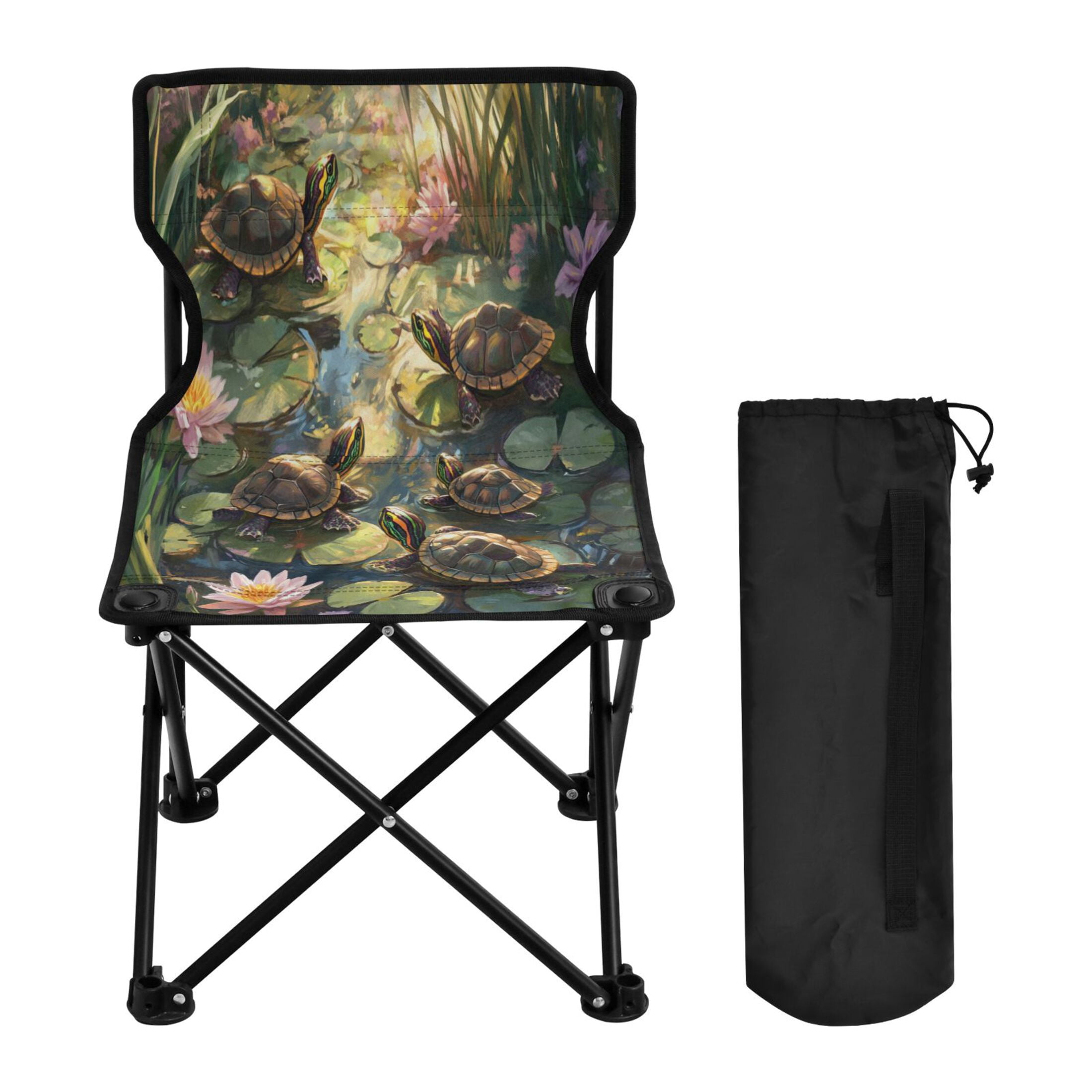 YAZAOO Camping Chairs Modern Serene Turtle Oasis Pattern Folding chair ...