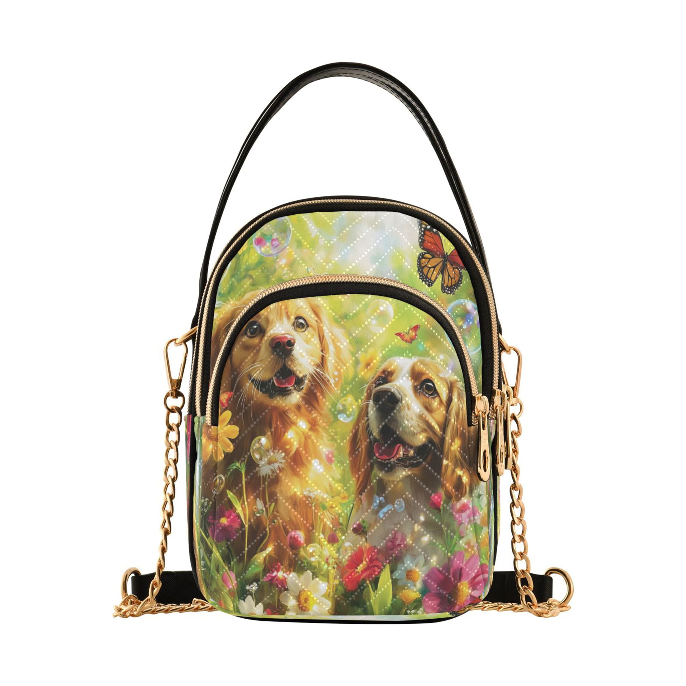 YAZAOO Cross Body Fashion Shoulder Waist Purse Bags Dogs with Flowers ...