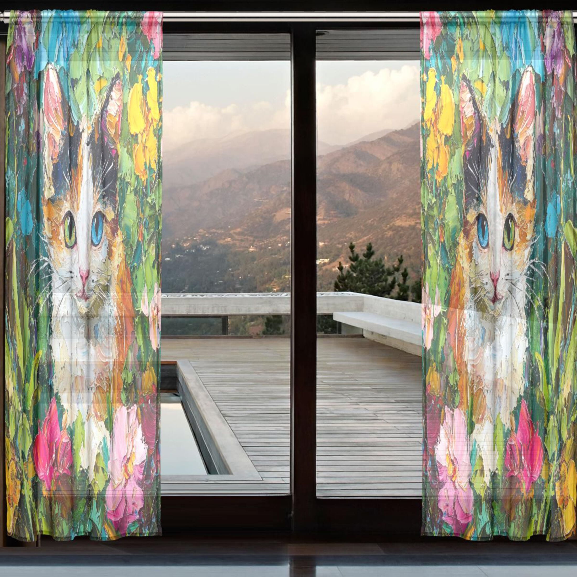 YAZAOO Curtains 110/118 Inch Long French Curtains Eyes Of Enchantment ...