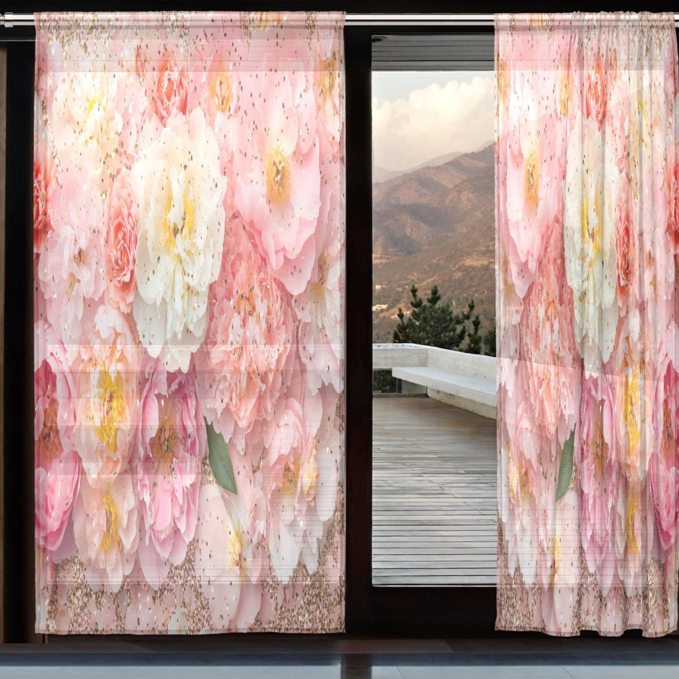 YAZAOO Curtains 110/118 Inch Long French Curtains Pink and White ...