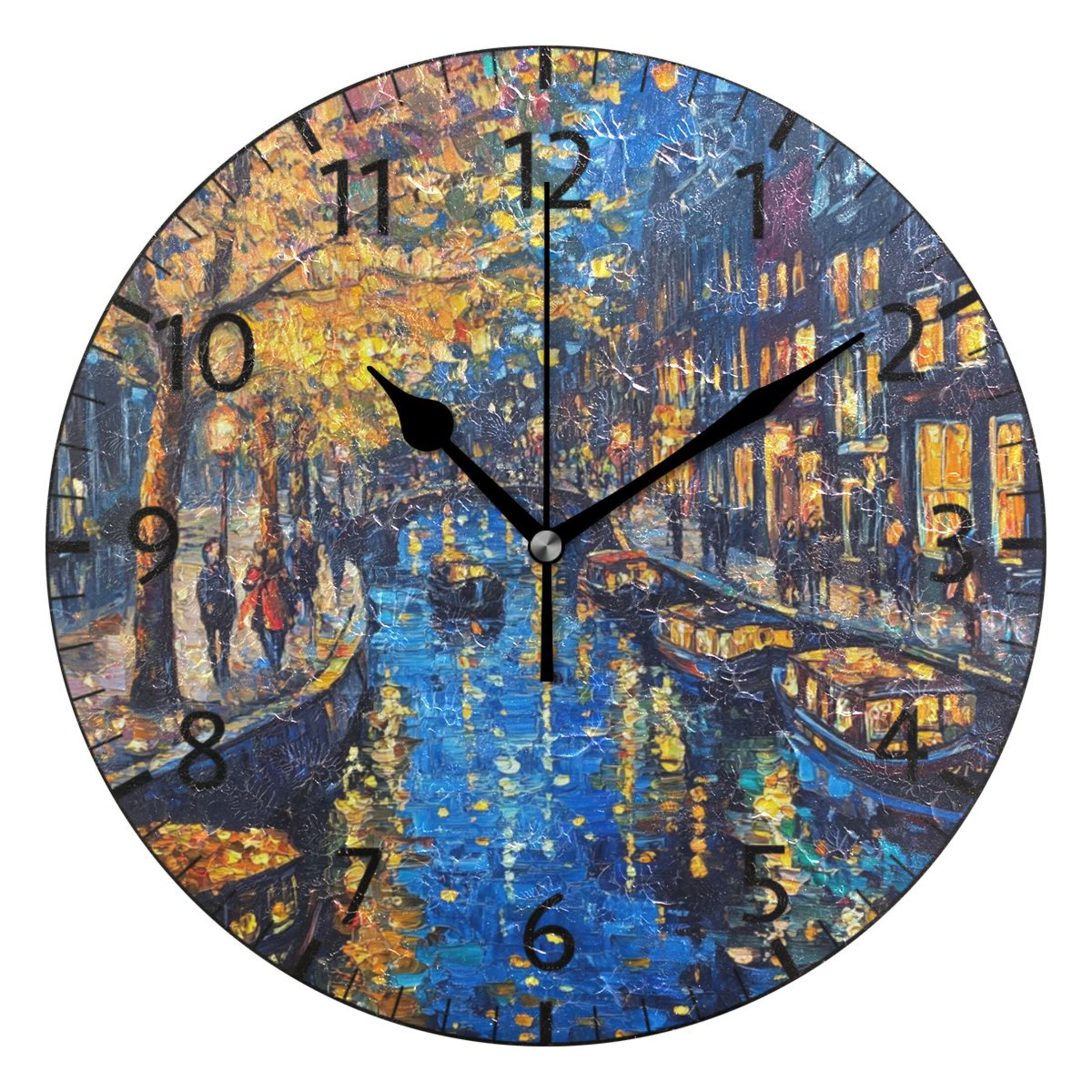 YAZAOO Decorative Wall Clock Size：25cm Dreamy Bunny Clouds Design ...