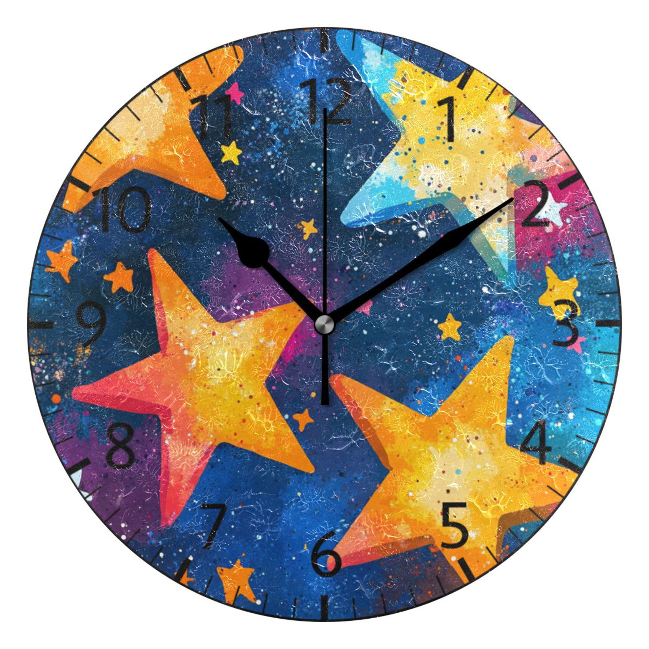 YAZAOO Decorative Wall Clock Size：25cm Galactic Glow Design Pattern ...
