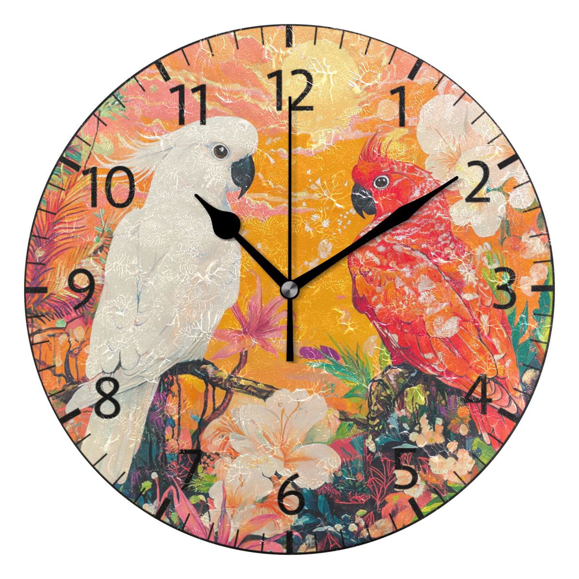 YAZAOO Decorative Wall Clock Size：25cm Tropical Harmony Design Pattern ...