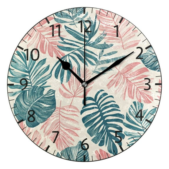 YAZAOO Decorative Wall Clock Size：25cm Tropical Symphon Design Pattern ...