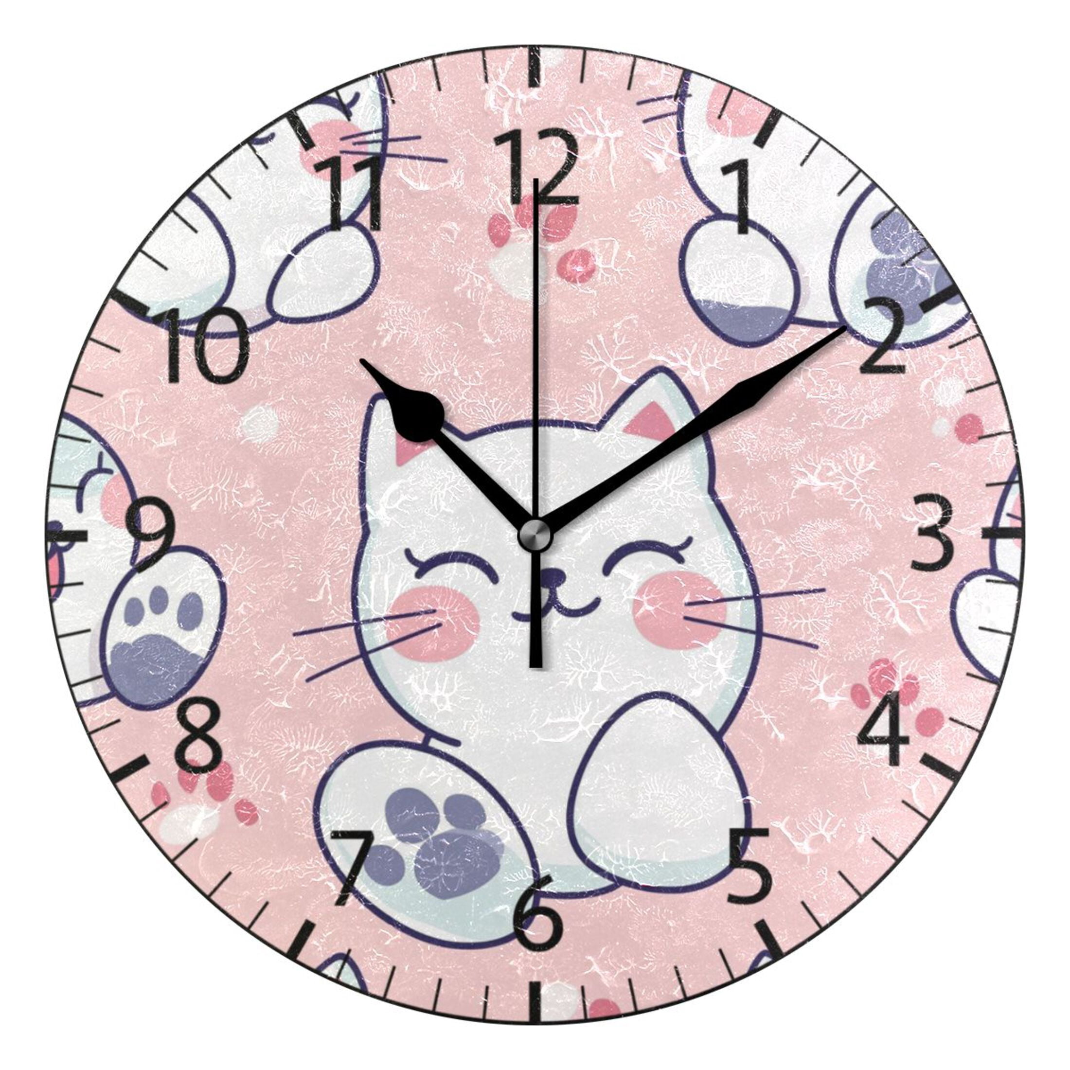 YAZAOO Decorative Wall Clock Size：25cm Whisker Wonderland Design ...