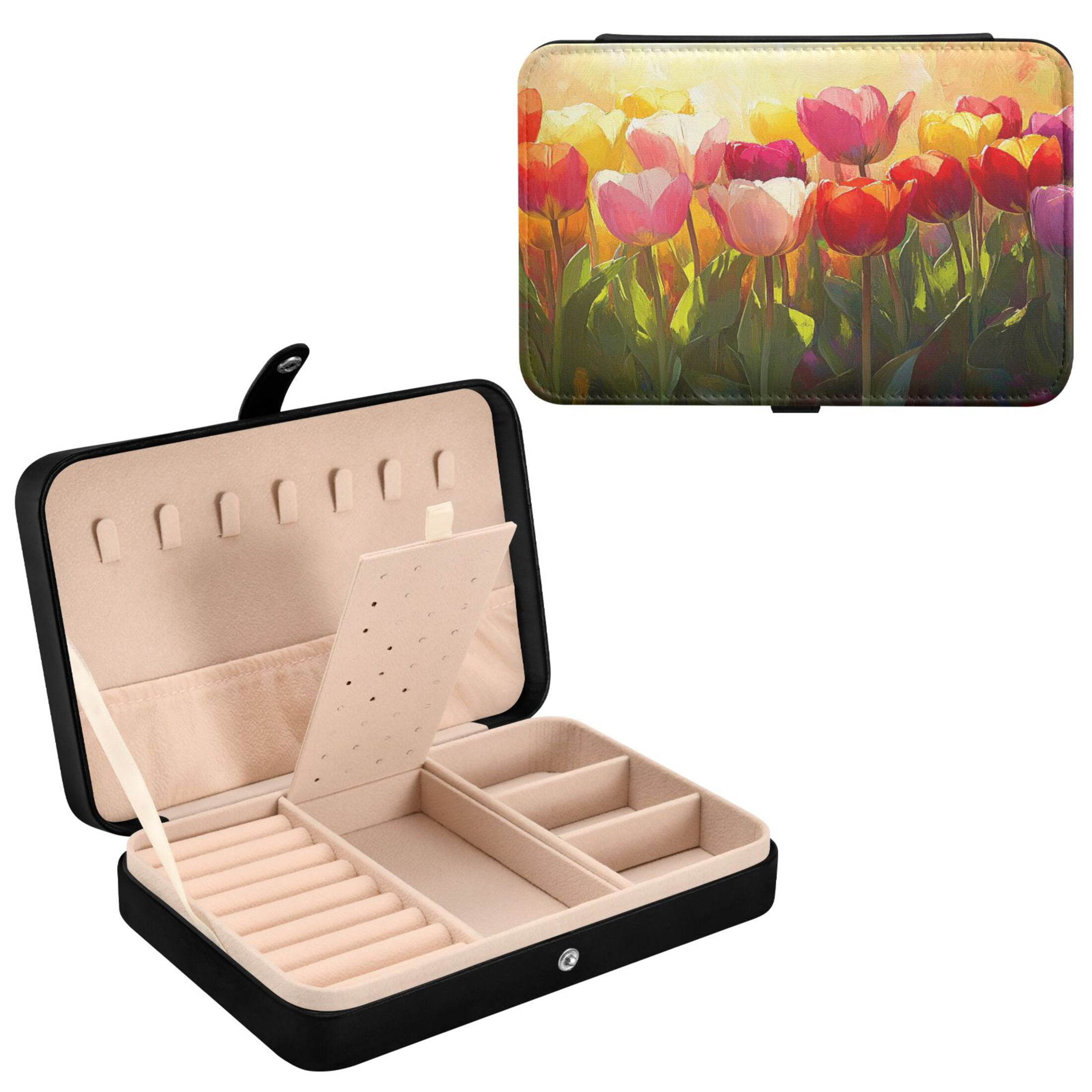 YAZAOO Leather Jewelry Box - Rectangular Radiant Tulip Glow Pattern 8 ...