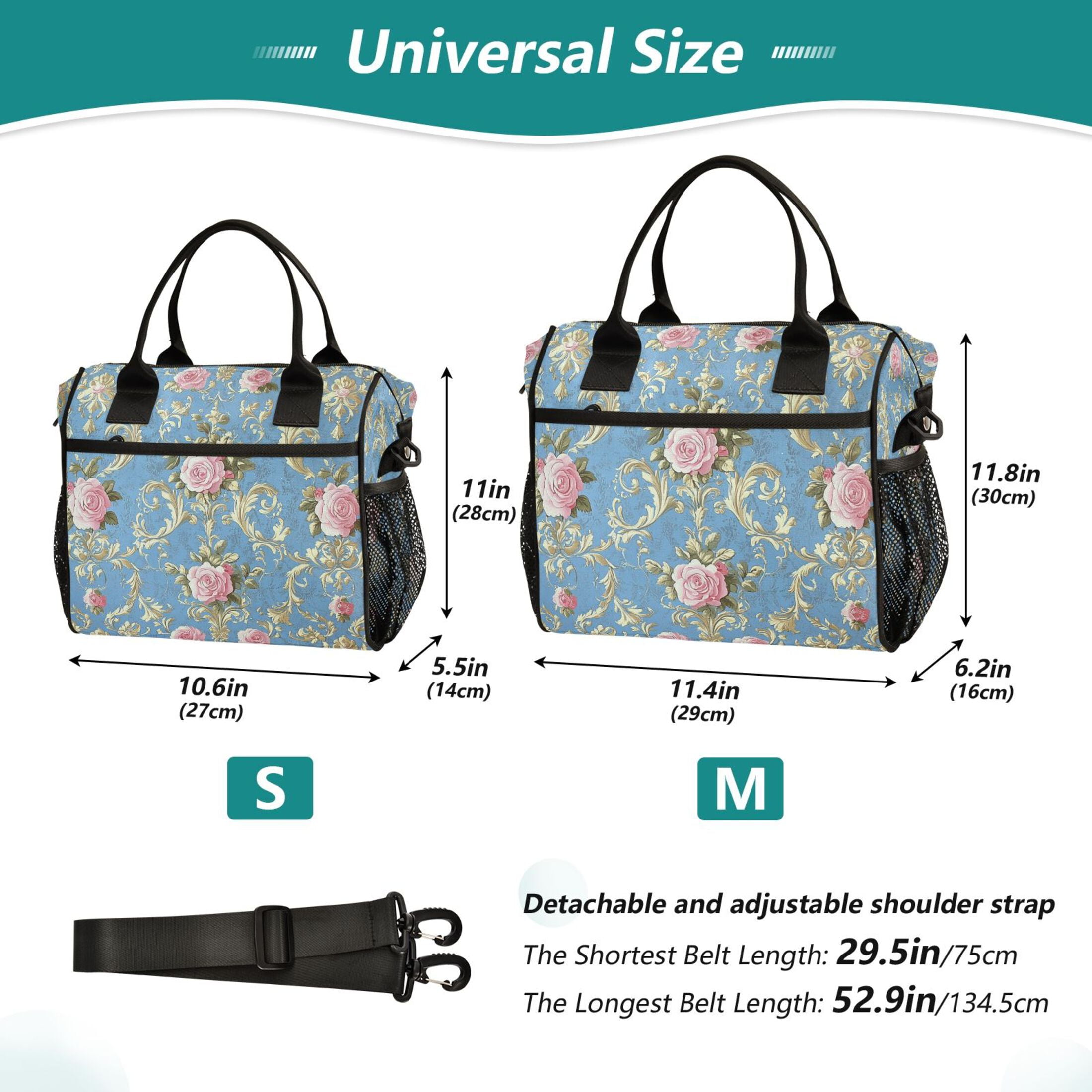 YAZAOO Lunch Bag Creative Elegant Floral Damask Design Cooler bag with ...