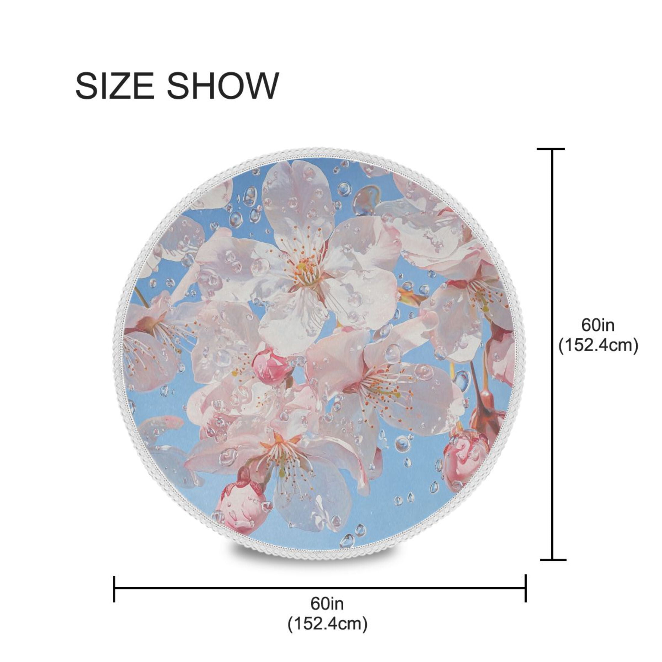 YAZAOO Round Tablecloth Cherry Blossoms Rain Pattern Tableclothes ...
