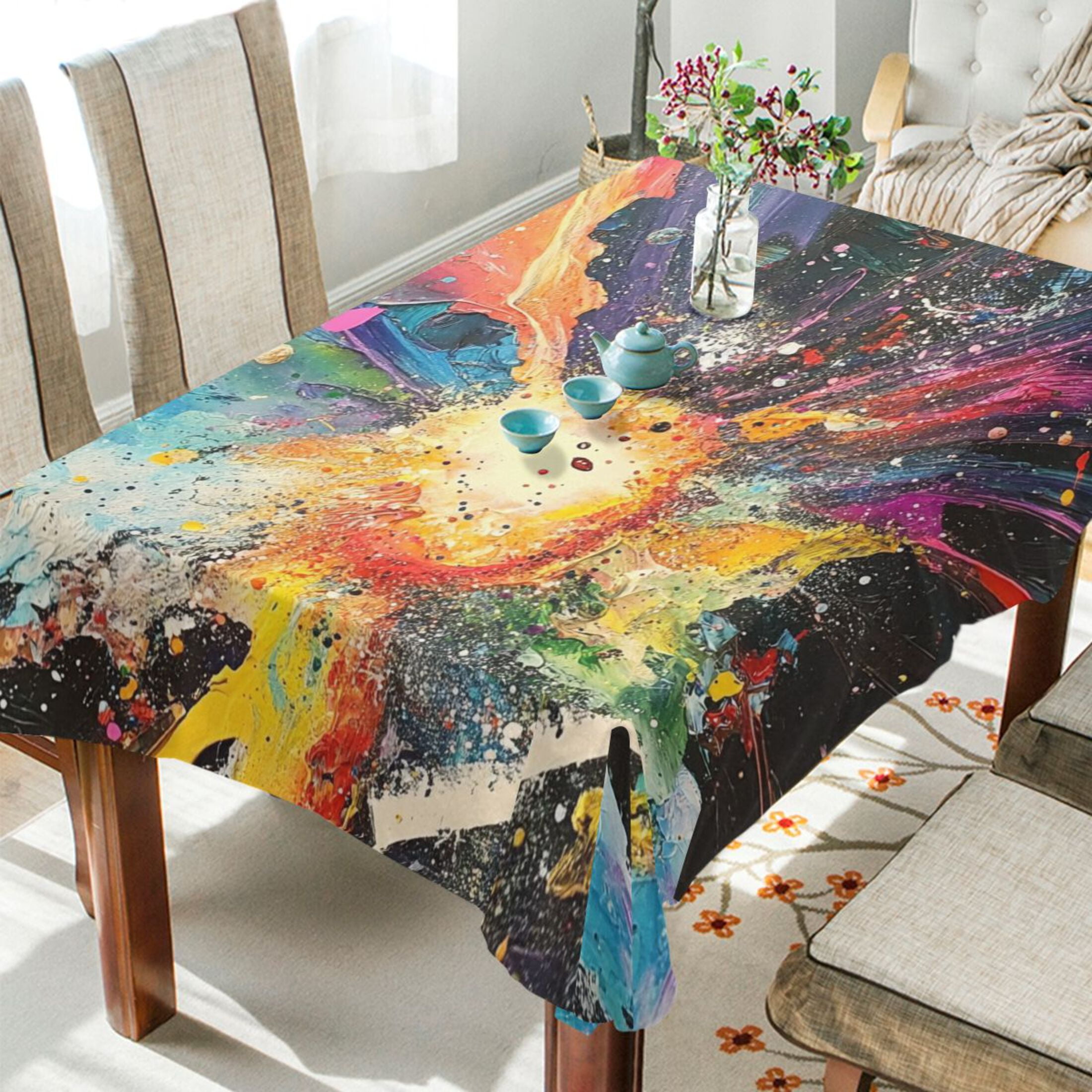 YAZAOO Square Tablecloth Big Bang Drawing Pattern Tableclothes ...