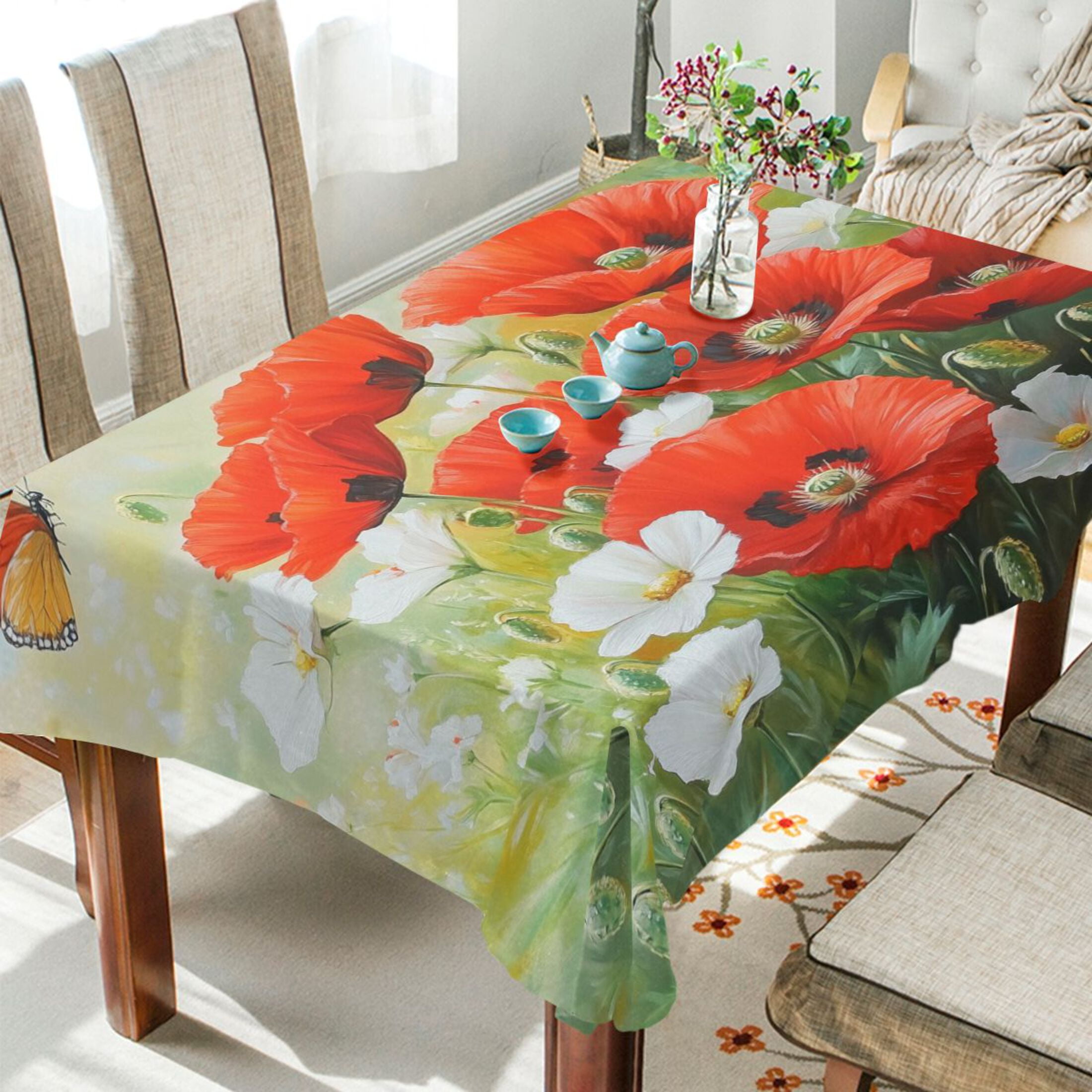 YAZAOO Square Tablecloth Garden Scene Pattern Tableclothes - Walmart.com