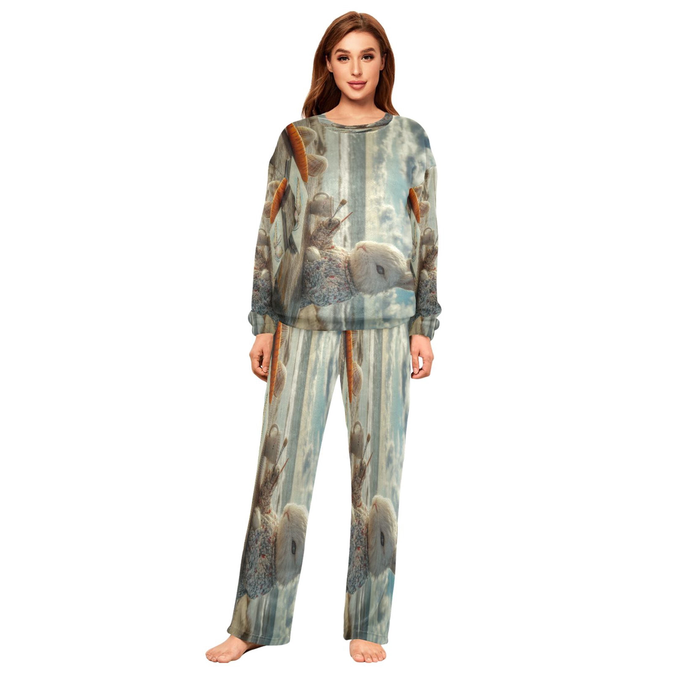 YAZAOO Women Slim Pajamas Loose Style Female Fashion Rabbit Painting by ...