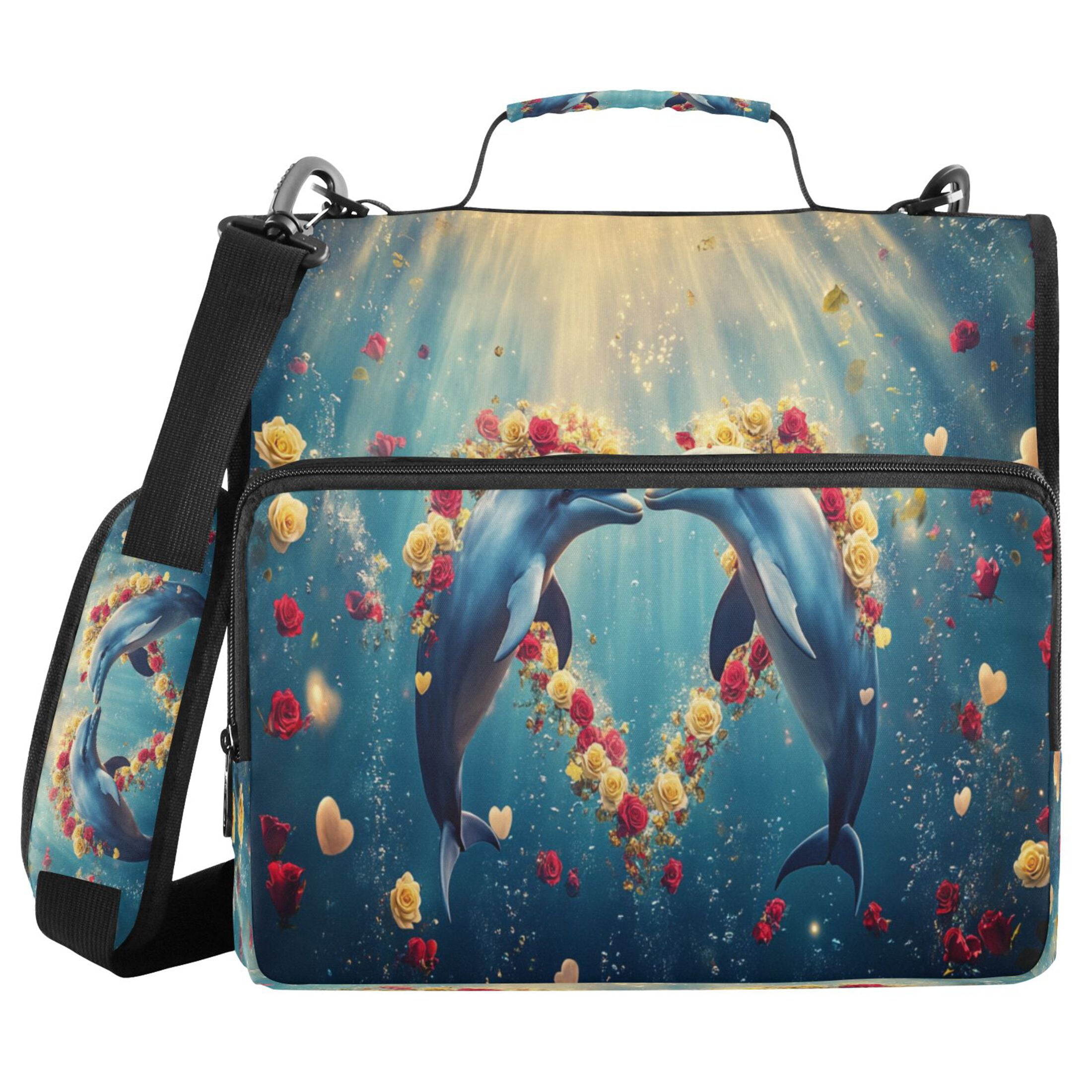 YAZAOO Zipper Binder trapper keeper Documents Organized Design Dolphins ...