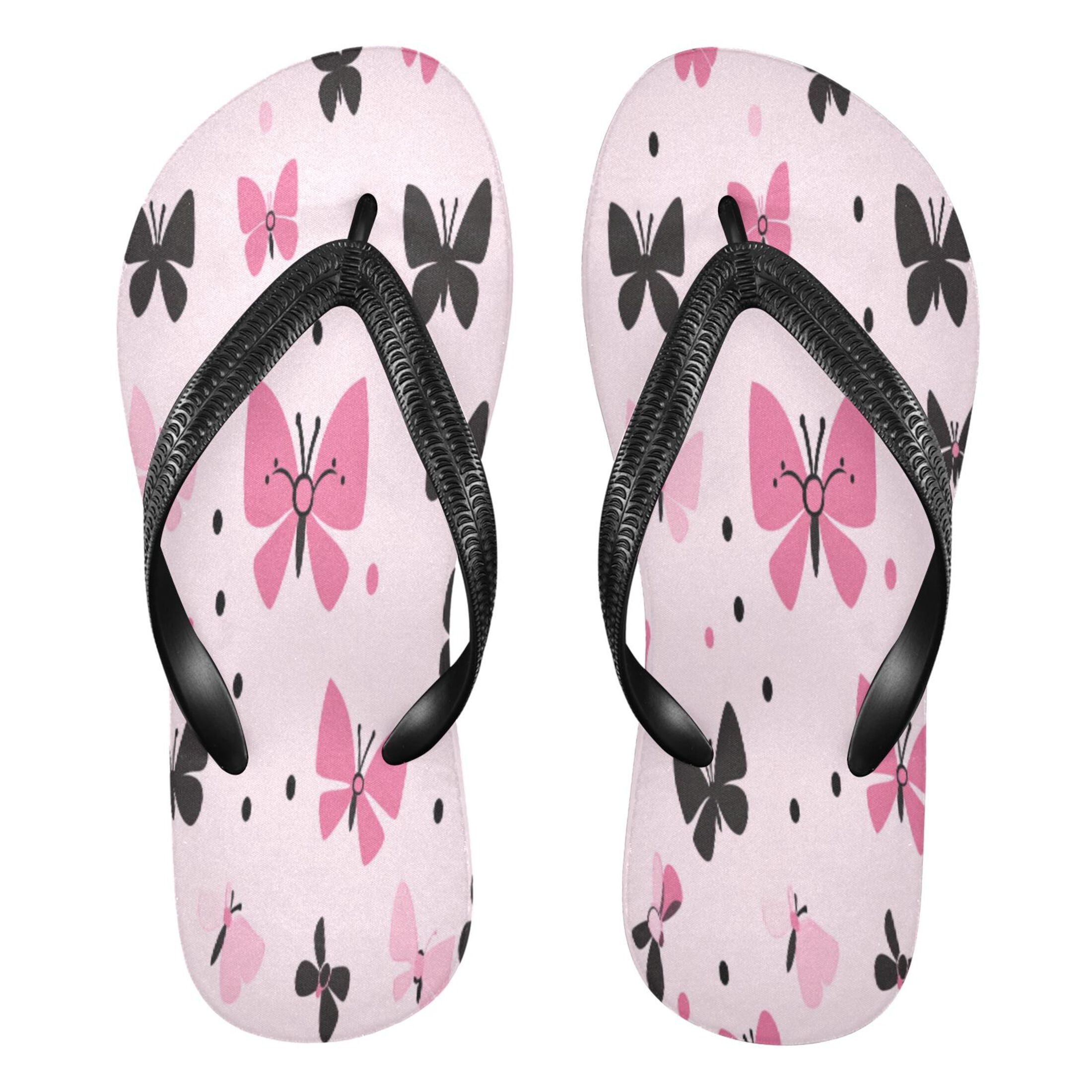 YAZAOOSummer Flip Flops Creatively Butterfly Kisses Simple Beach ...