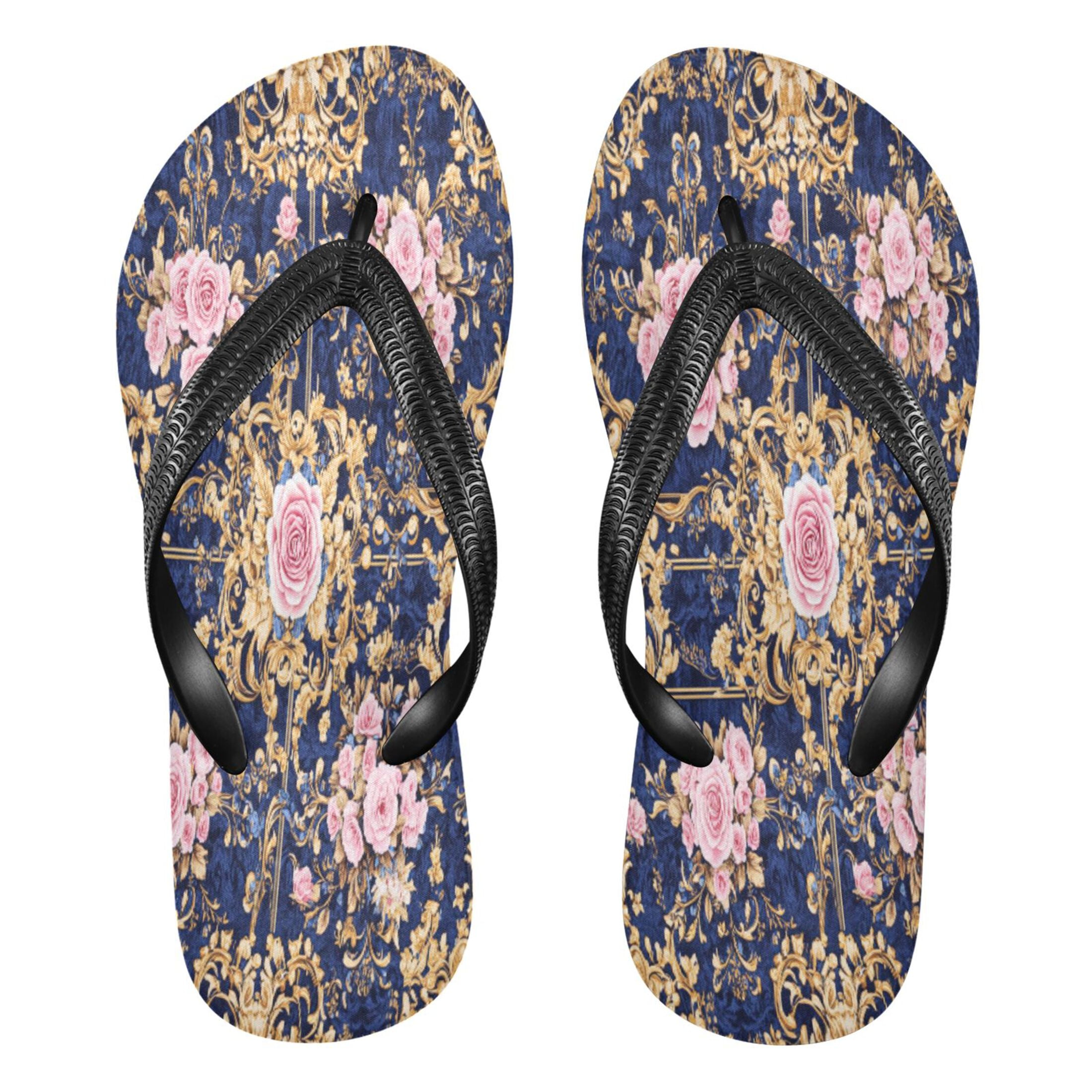 YAZAOOSummer Flip Flops Creatively Floral Damask Simple Beach Sandals ...