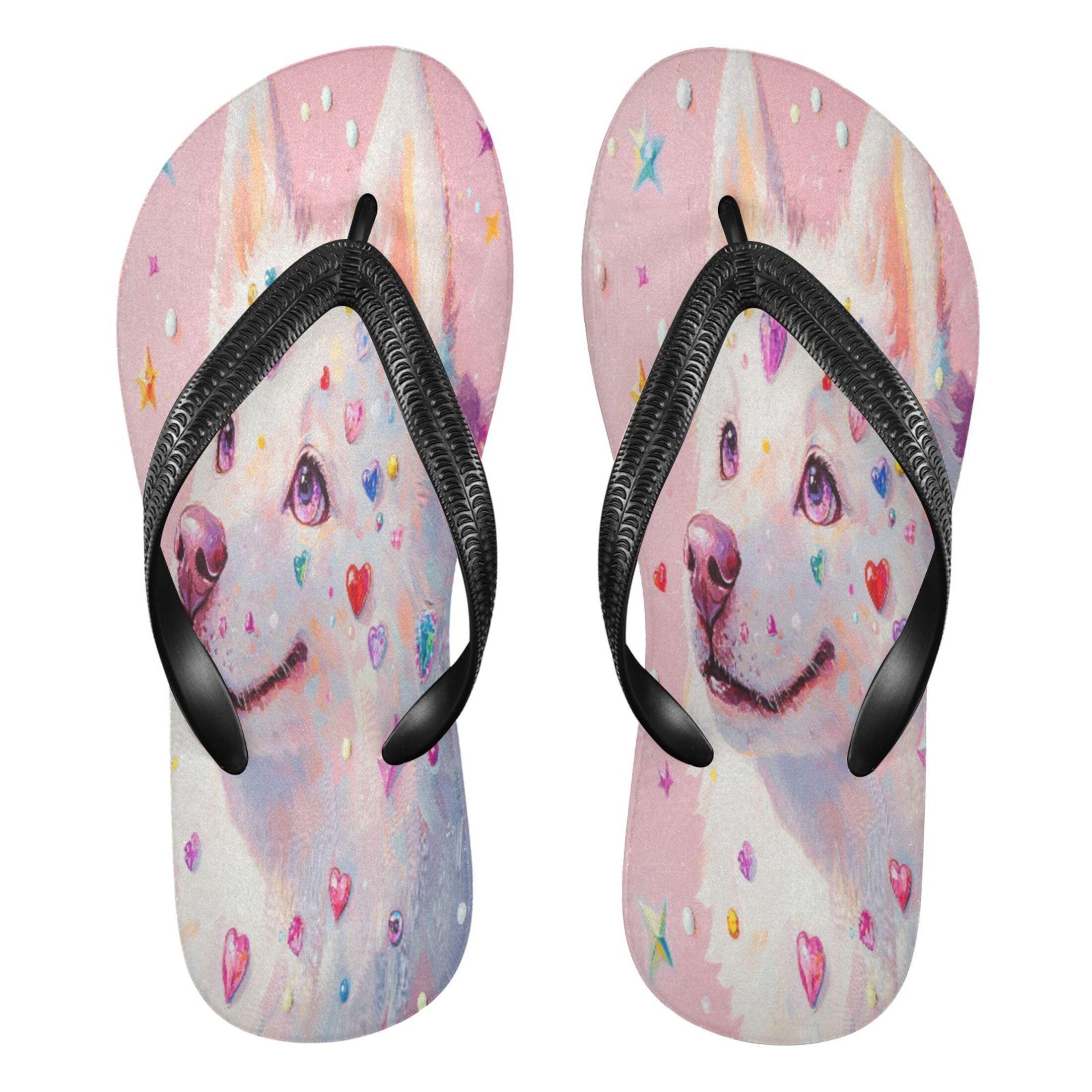 YAZAOOSummer Flip Flops Creatively Gems Of Joy Simple Beach Sandals ...