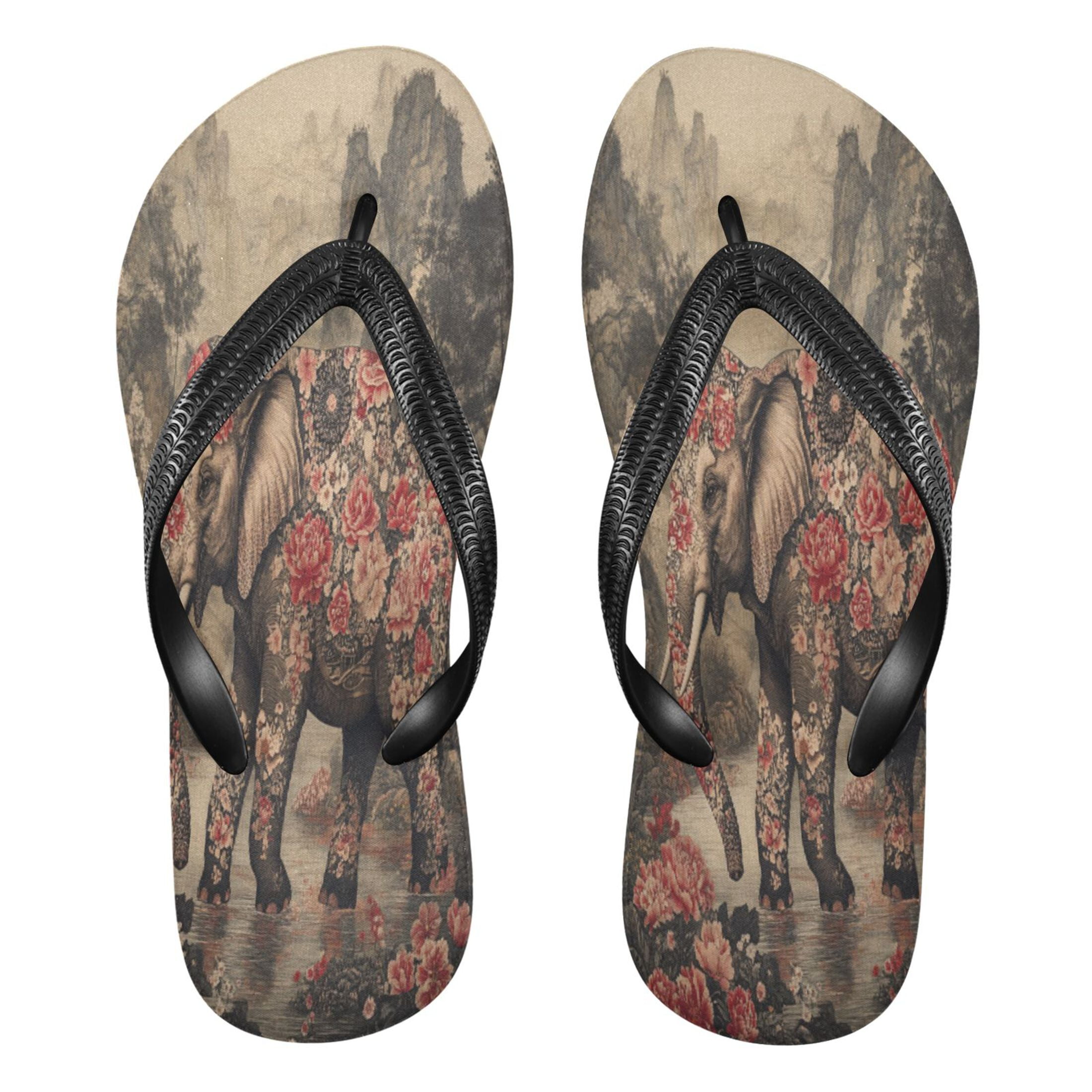 YAZAOOSummer Flip Flops Creatively The Enchanted Elephant Simple Beach ...