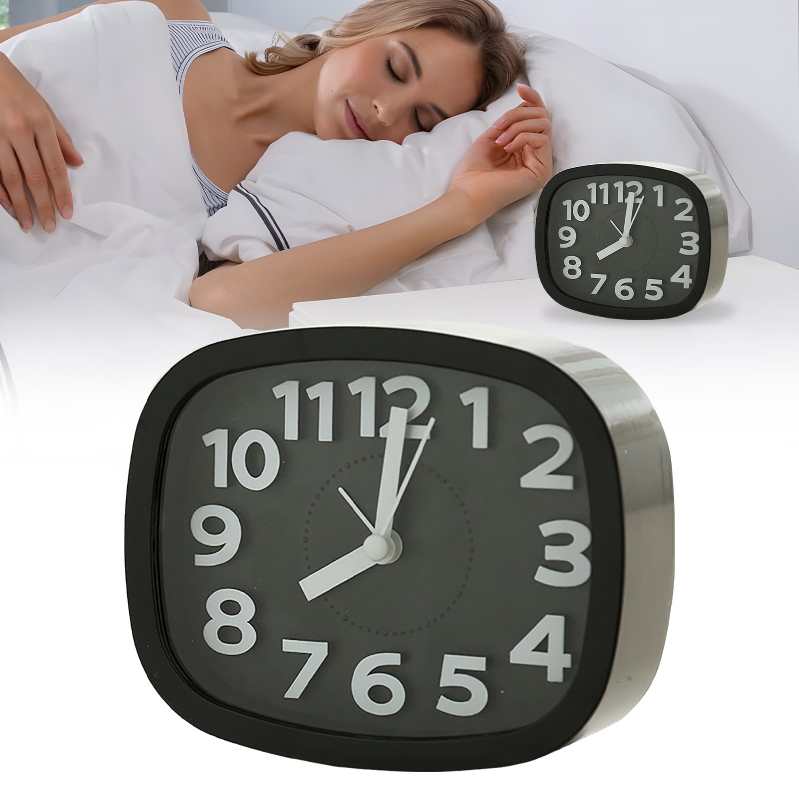 YAZHPA Alarm Clock with Backlight, 3.9 inches Bedside Analog Non ...