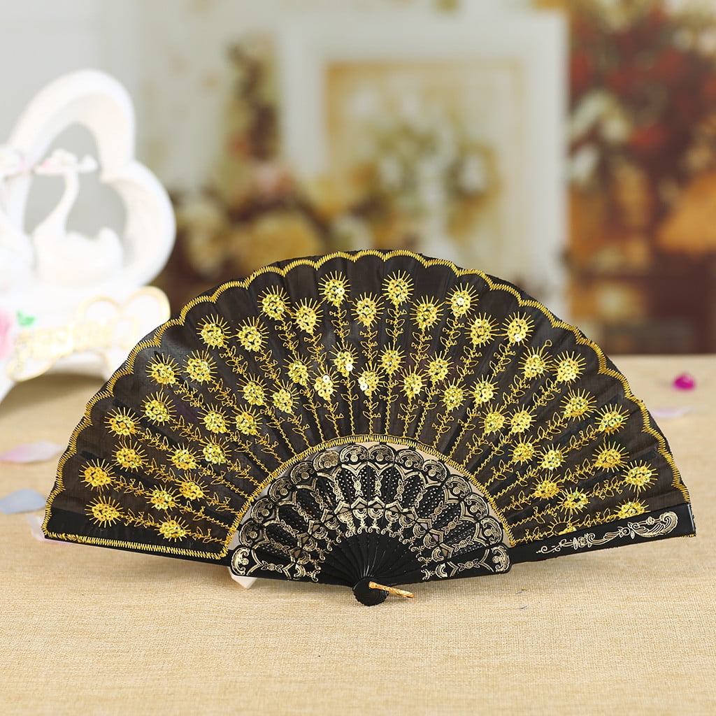 YAZHPA Best Chinese Style Dance Wedding Party Lace Silk Folding Hand ...